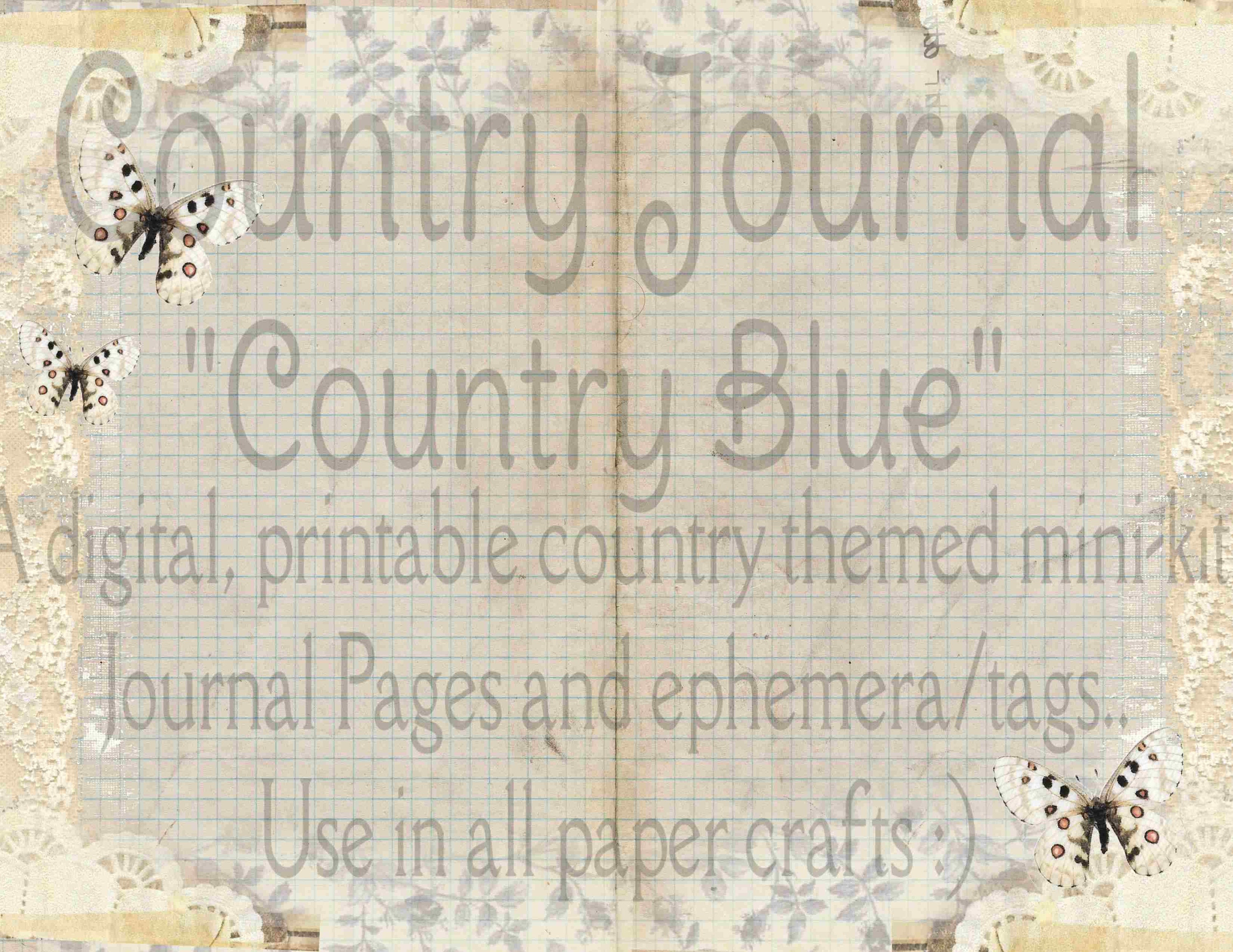 Country Journal Country Blue Printable Kit Shabby Chic - Etsy
