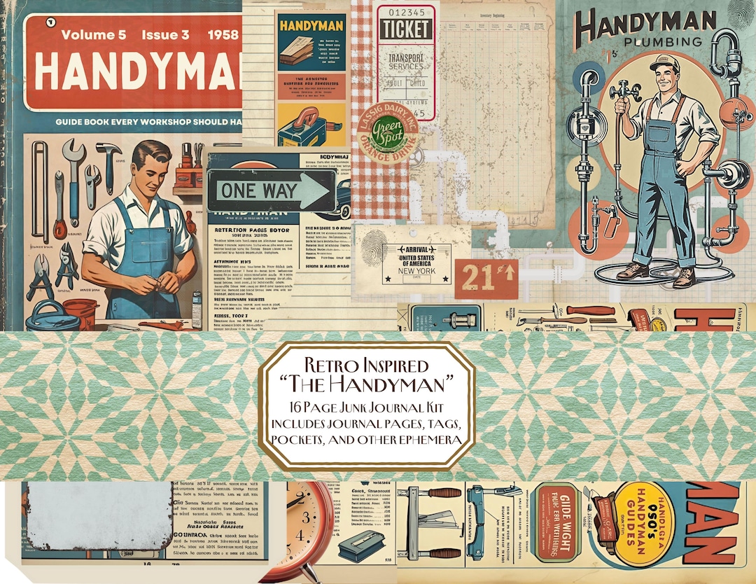 Retro Handyman Junk Journal Kit, 1950s Tools Ephemera (digital Download ...