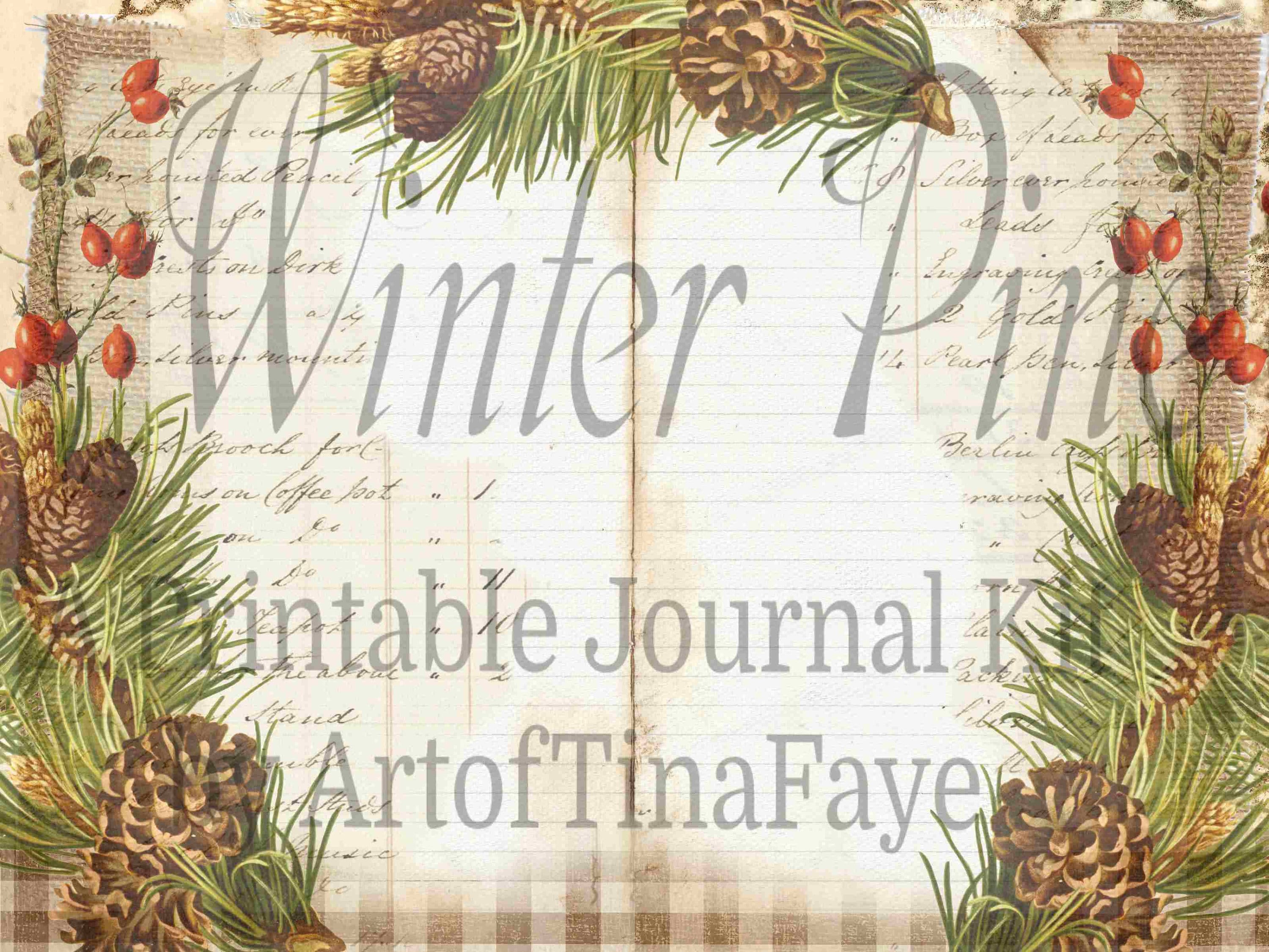 Winter Pine Printable Journal Kit Digital Winter Journal - Etsy