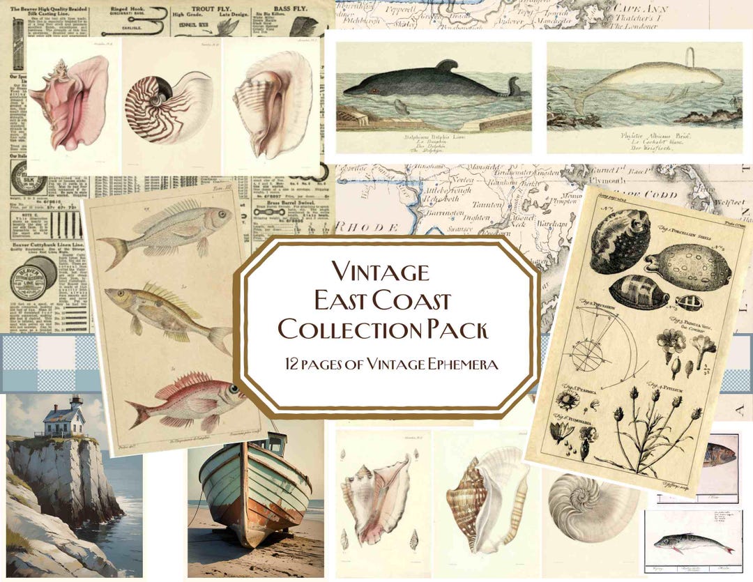 Vintage East Coast Ephemera Kit – Antique Maps, Postcards, Coastal ...