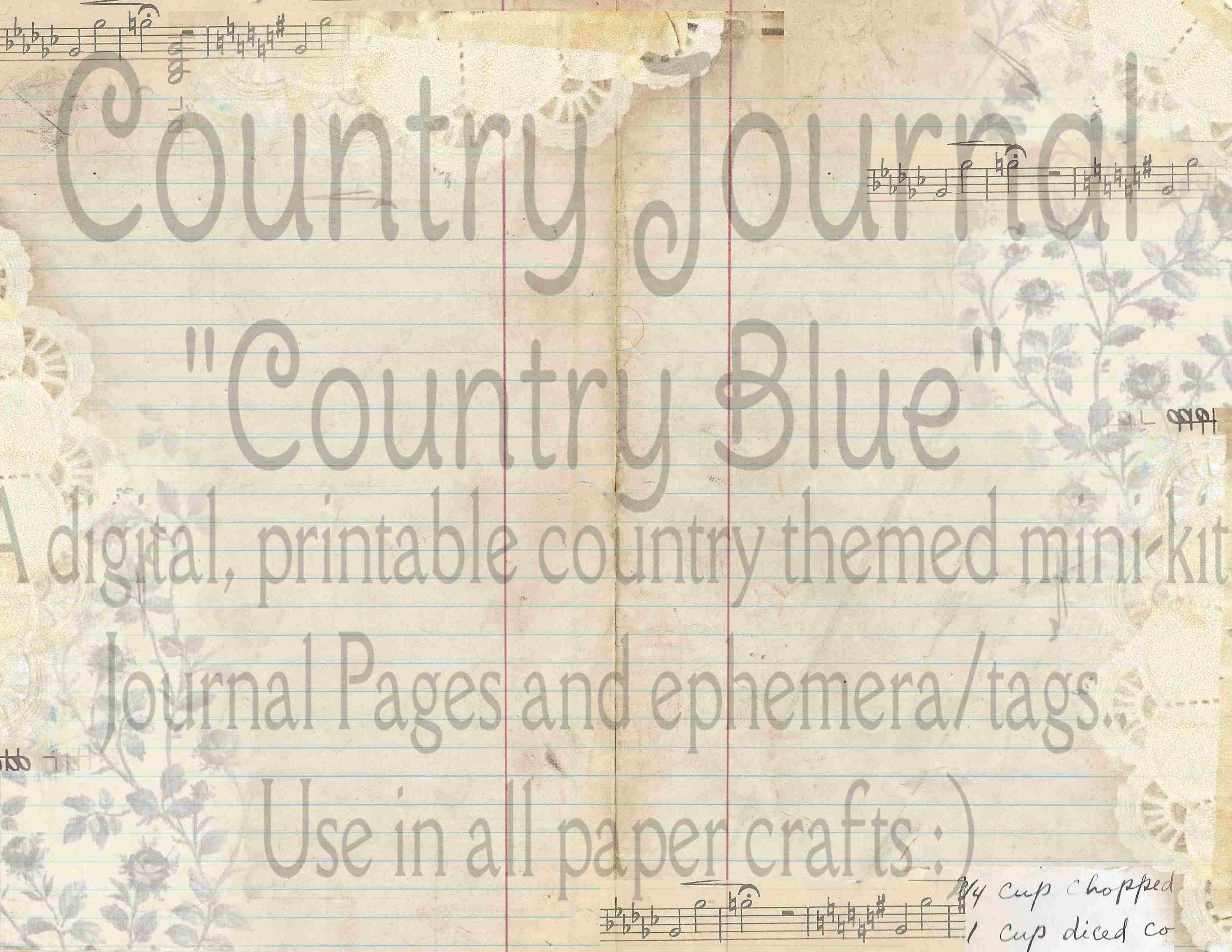 Country Journal Country Blue Printable Kit Shabby Chic - Etsy
