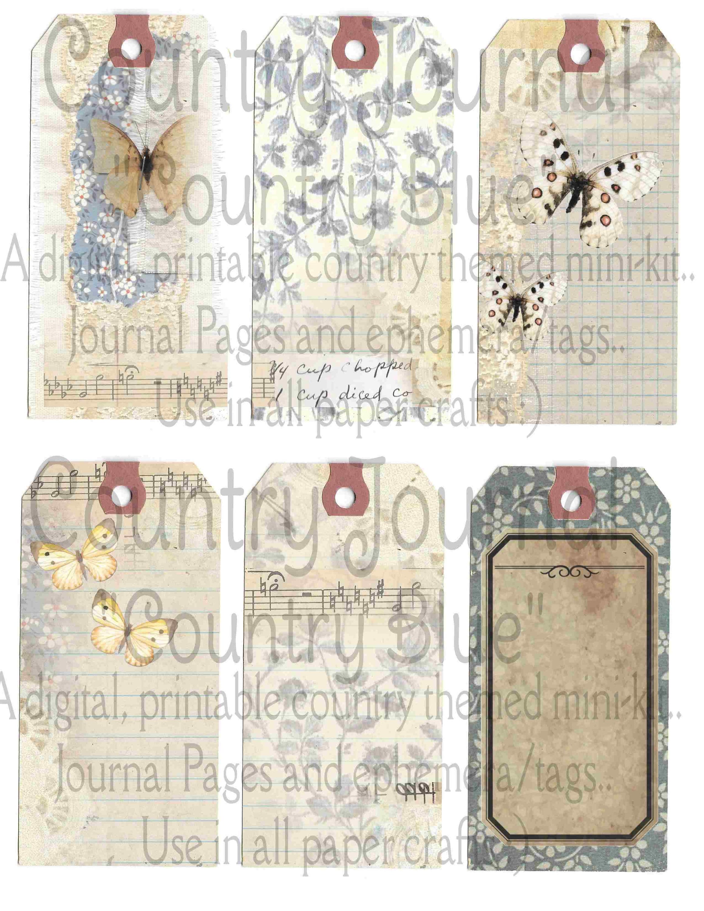 Country Journal Country Blue Printable Kit Shabby Chic - Etsy