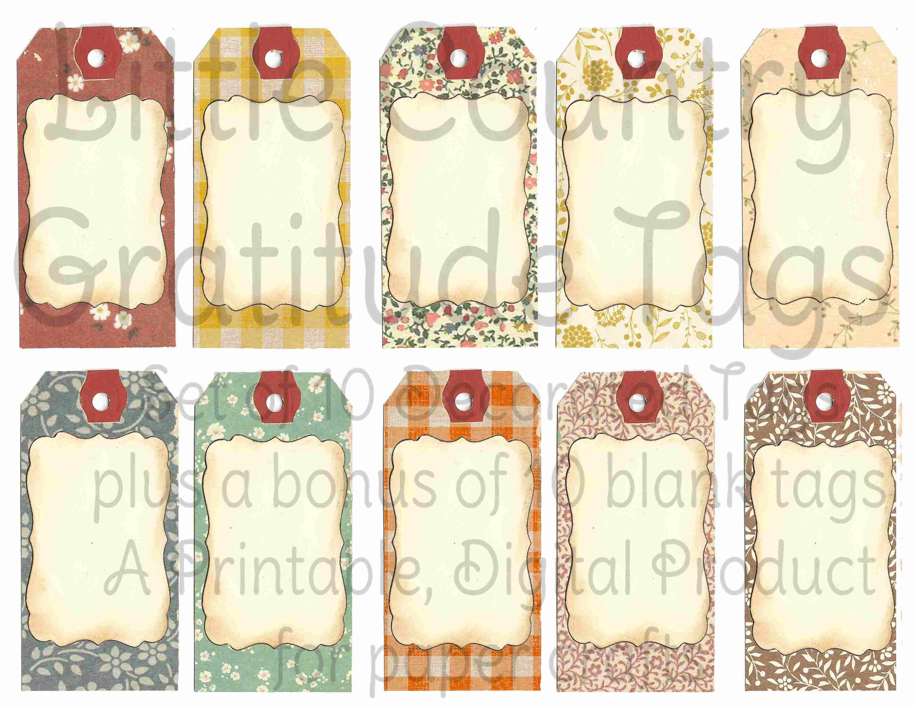 Country Gratitude Tags, Printable Thanksgiving Ephemera (digital ...