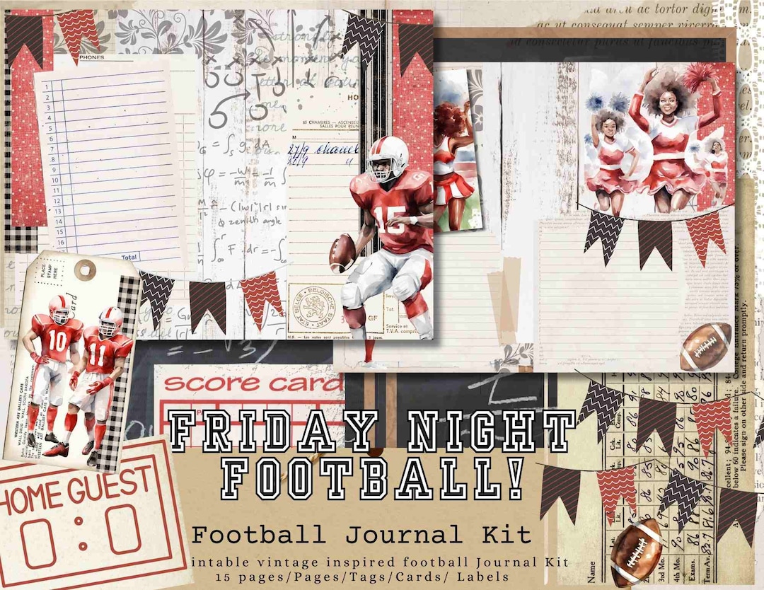 Highschool Vintage Football Printable Journal Mini-kit, Junk Journal ...