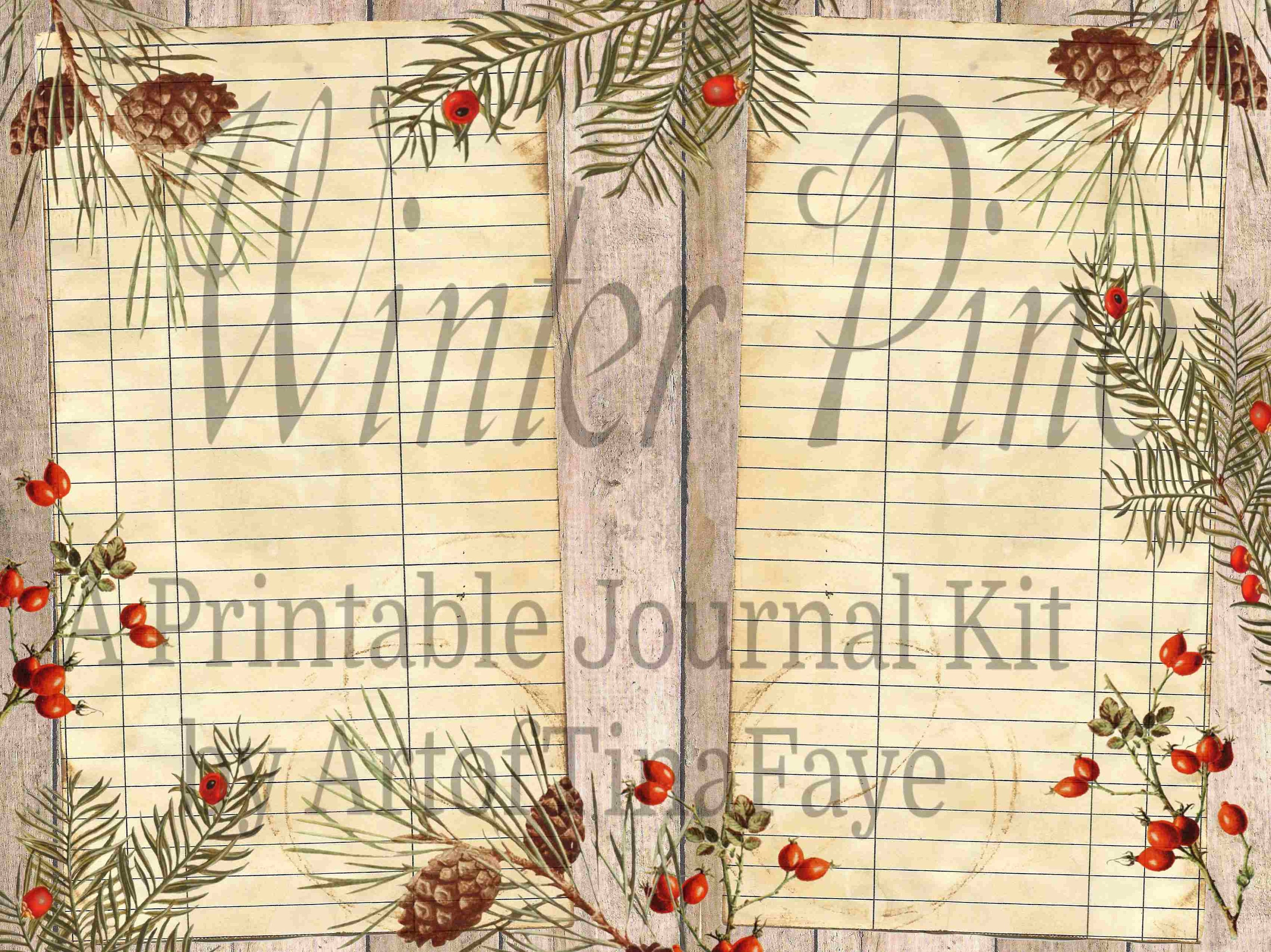 Winter Pine Printable Journal Kit, Ephemera Pages (digital Download) - Etsy