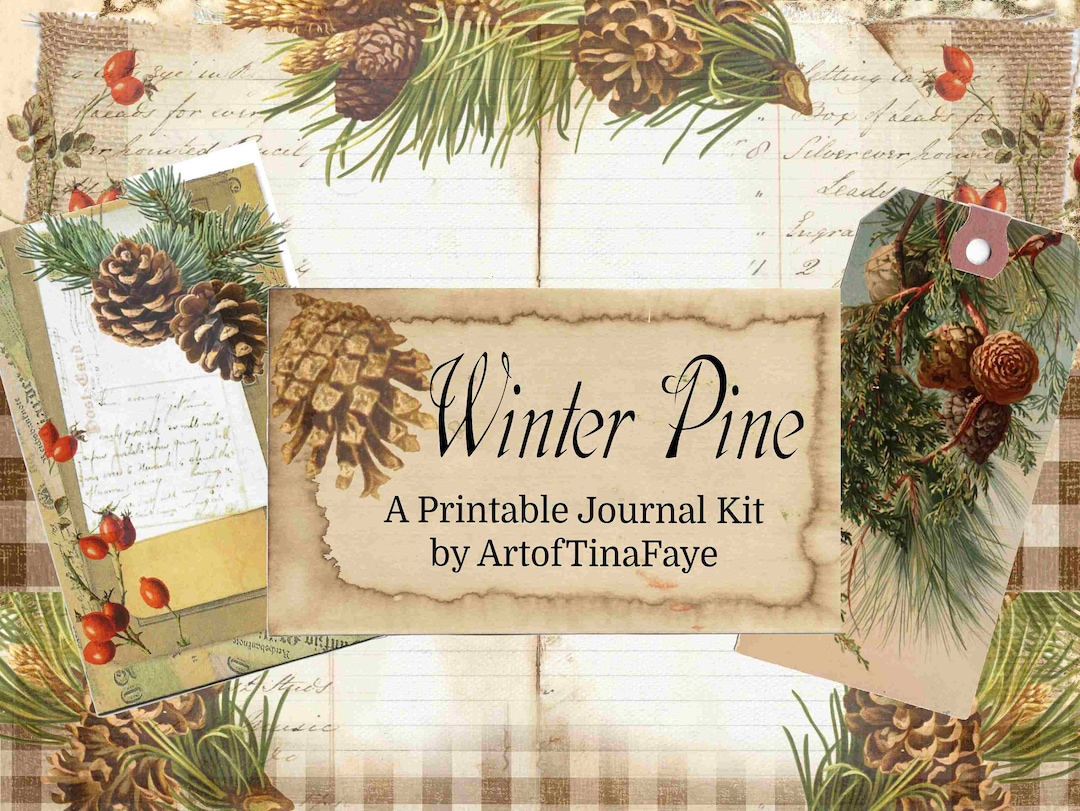 Winter Pine Printable Journal Kit, Digital Winter Journal , Autumn ...