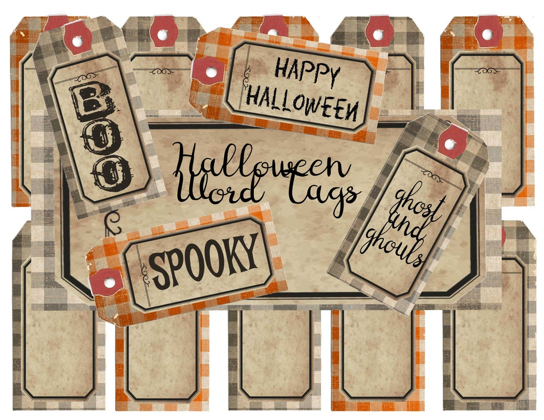 Halloween Word Tags, Printable Gift Tags (digital Download) - Etsy UK