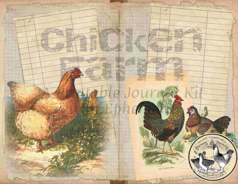 Chicken Farm Digital Journal Kit Printable Farm Farm - Etsy