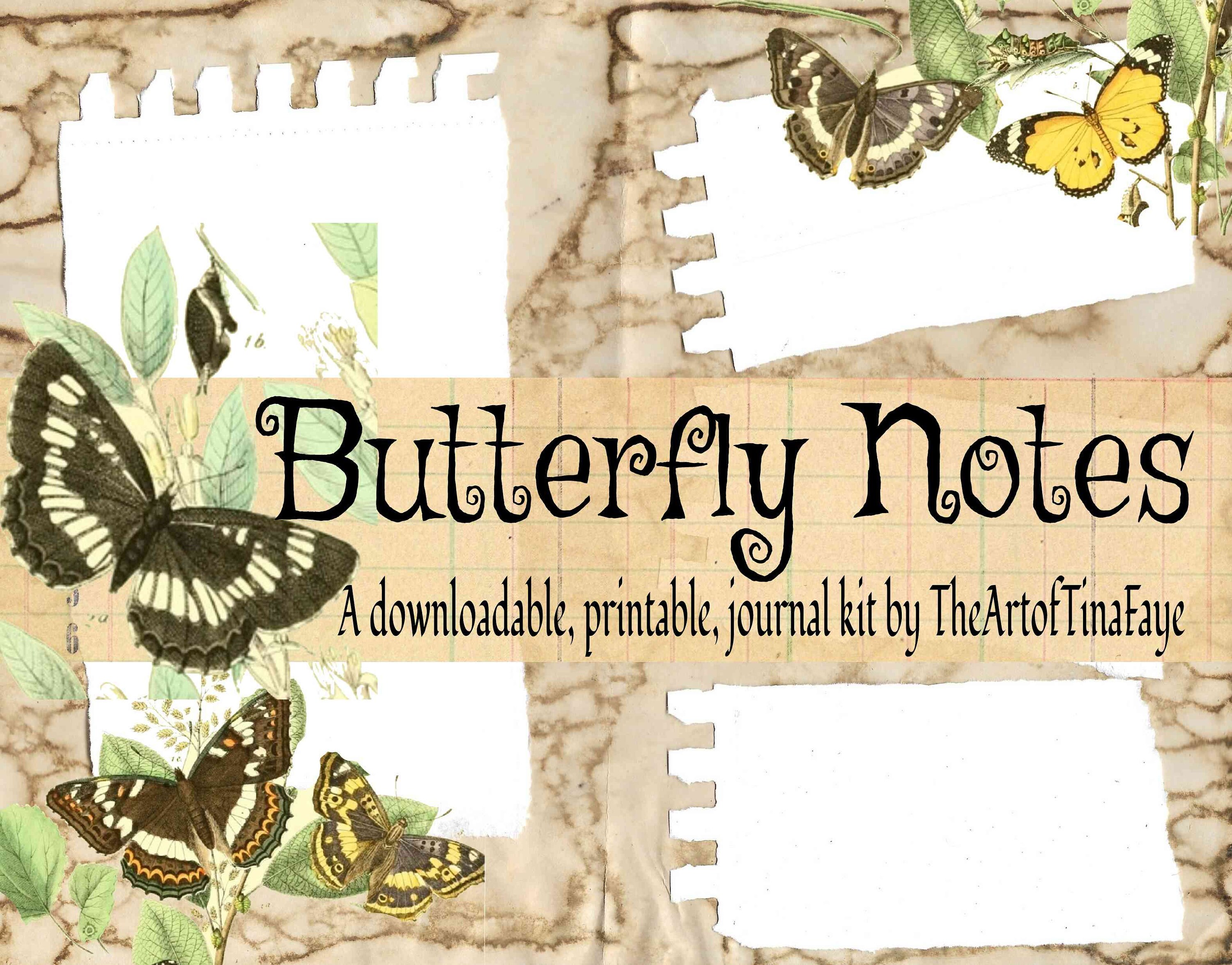 Butterfly Notes Printable Journal Kit Digital Journal Kit | Etsy