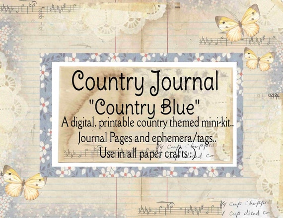Country Journal Country Blue Printable Kit Shabby Chic | Etsy
