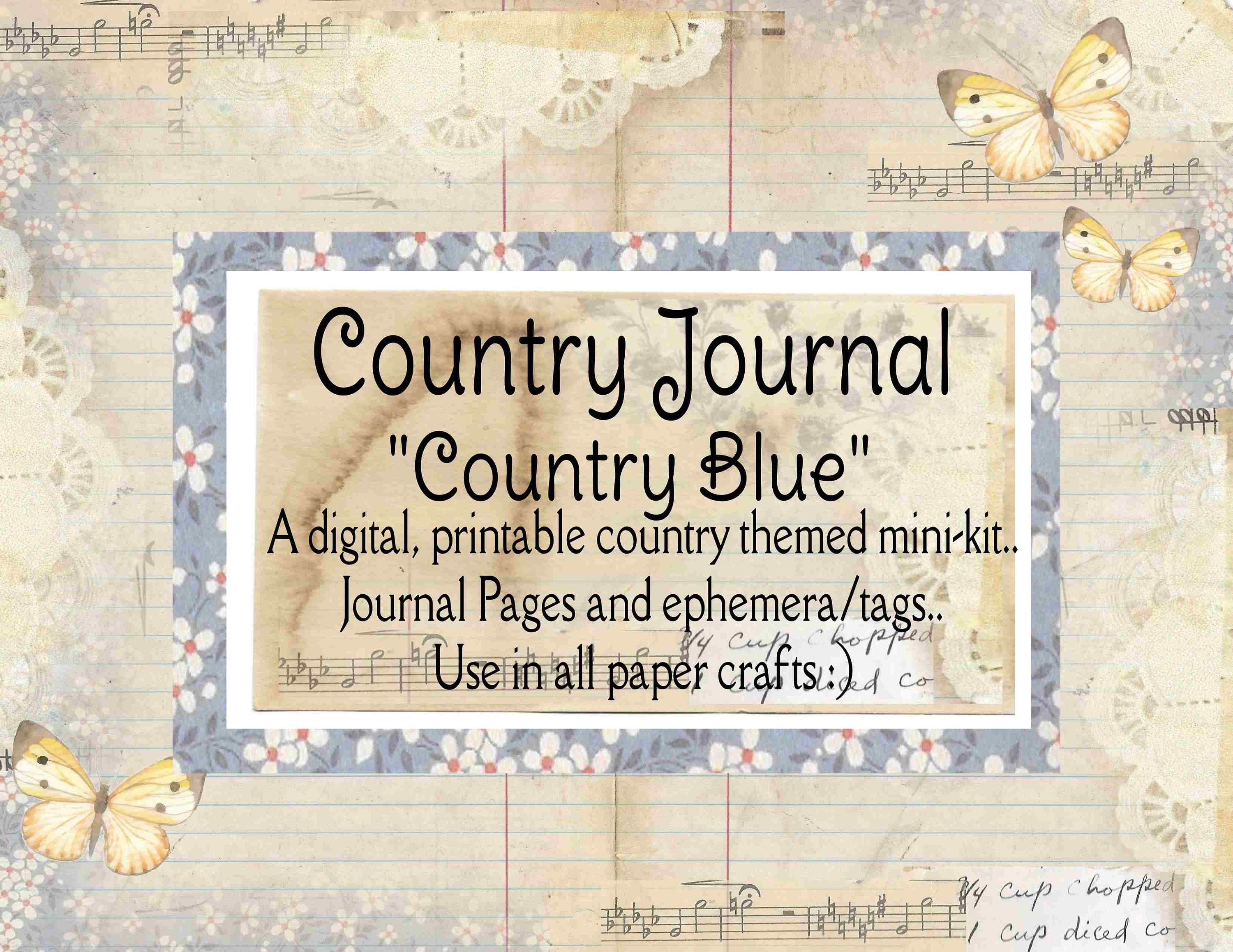 Country Journal Country Blue Printable Kit Shabby Chic - Etsy