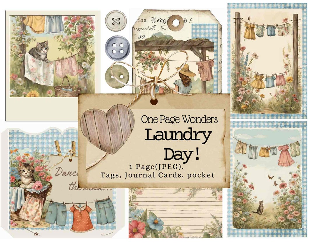 One Page Wonders: Laundry Day, Journal, DIY, Tags, Journal Cards ...