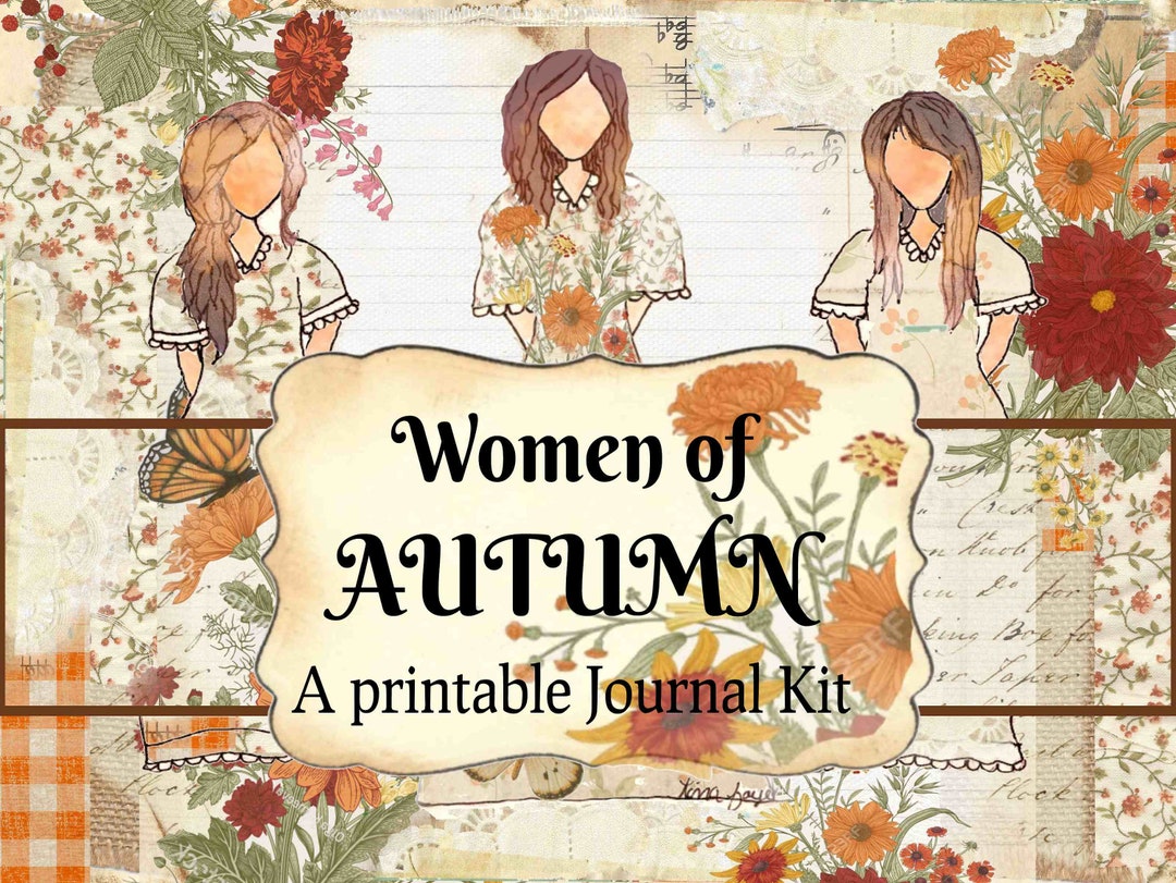 Women of Autumn Digital Journal Kit, Printable Autumn, Fall Journal ...