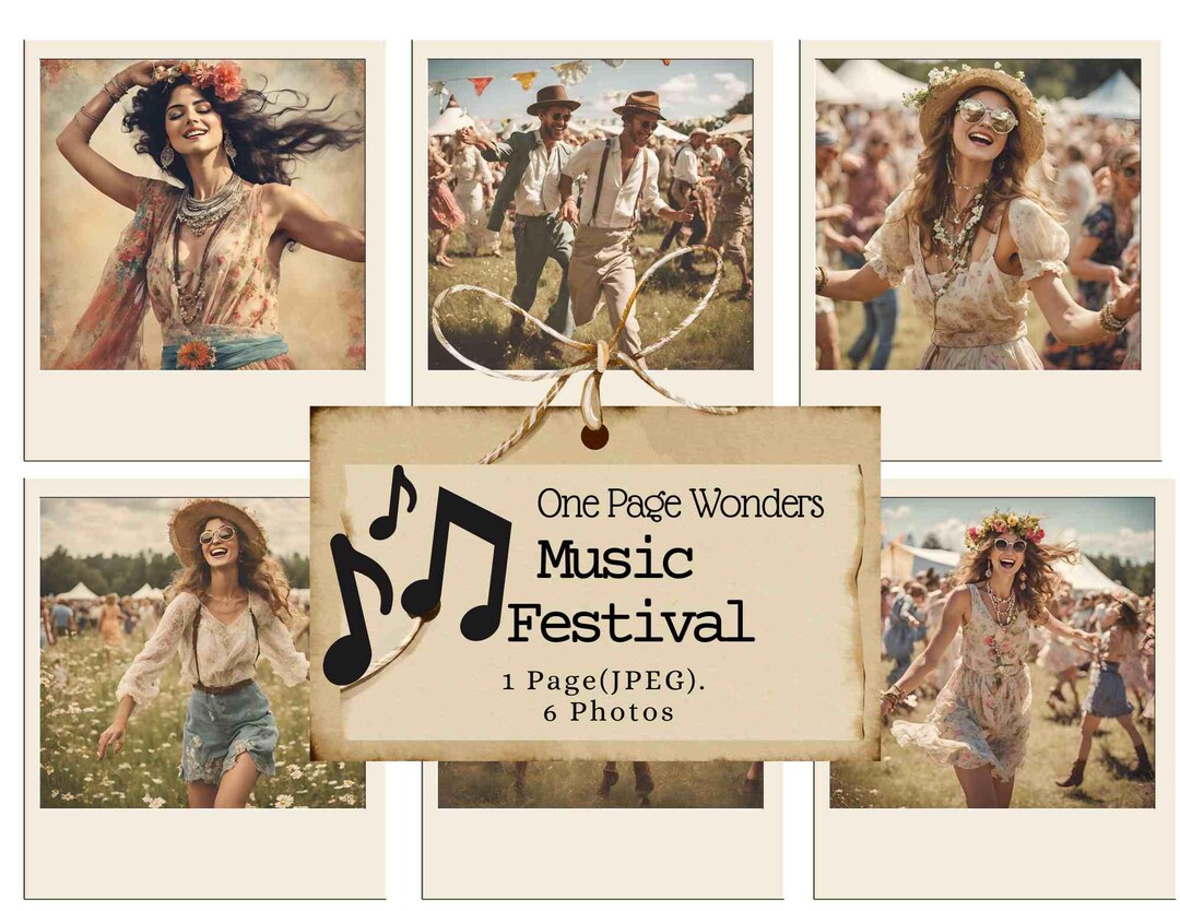 Music Festival Photo Collage: Printable Journal Cards (JPEG) - Etsy UK