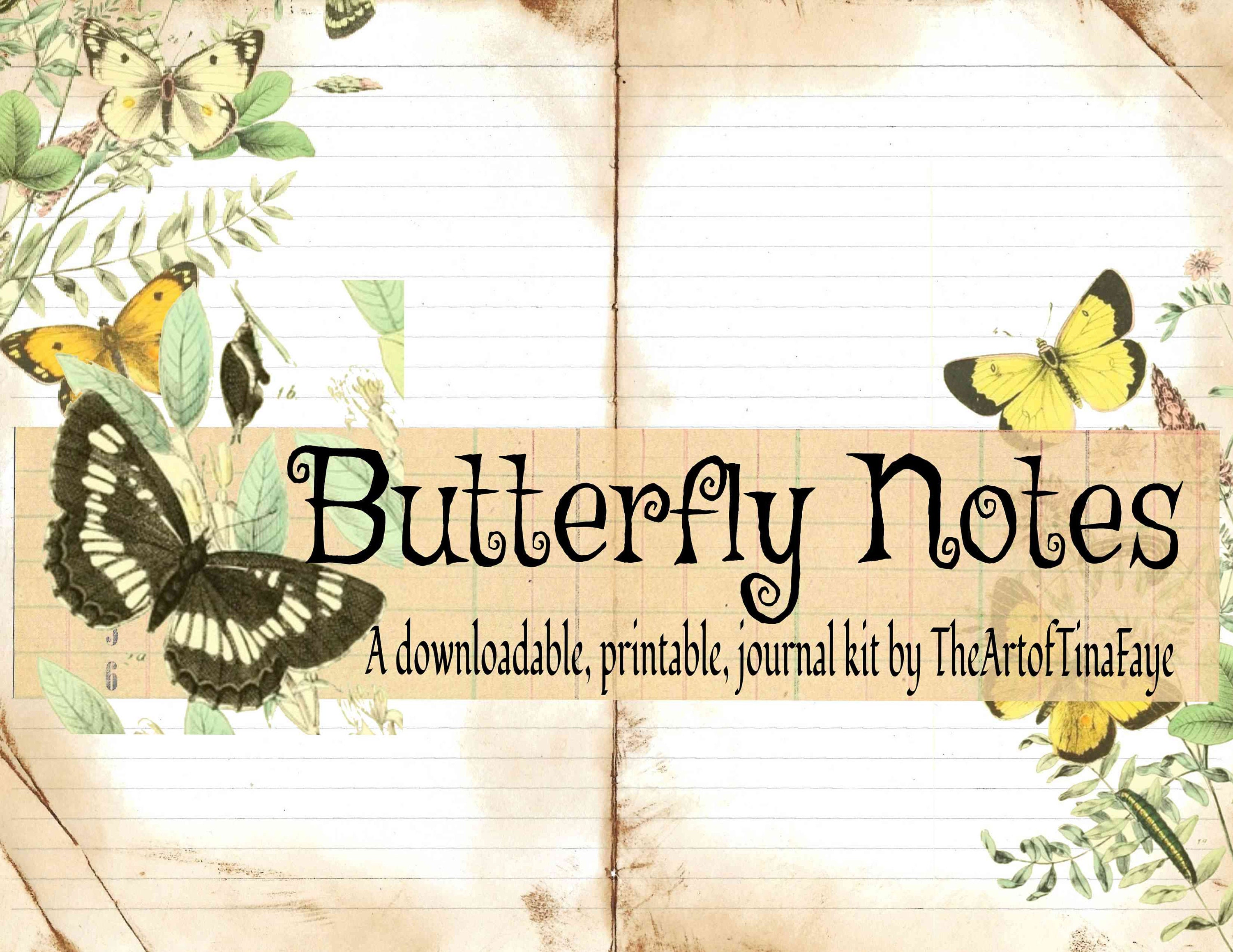 Butterfly Notes Printable Journal Kit Digital Journal Kit | Etsy