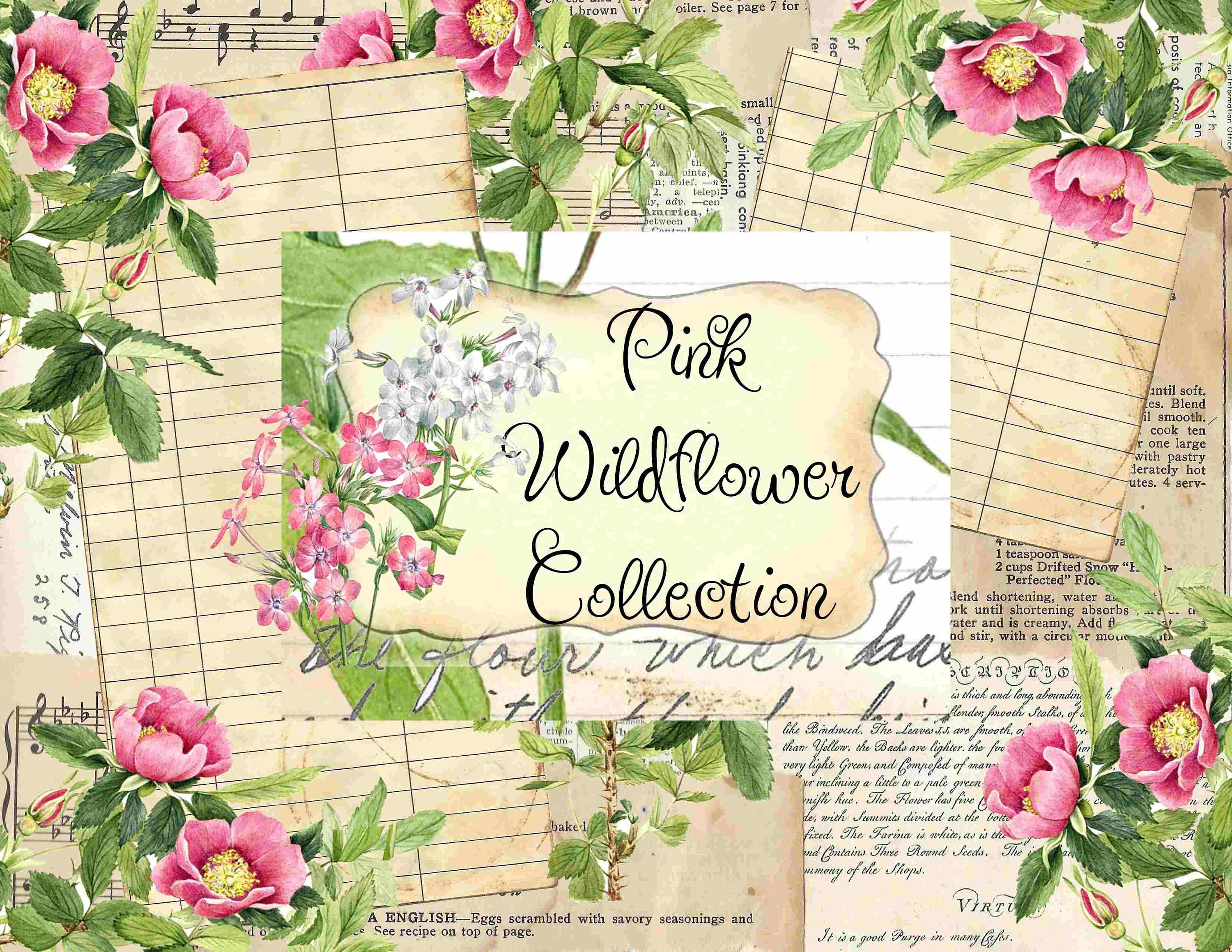 Pink Wildflowers Collection Journal Kit Journal Tags Pink - Etsy