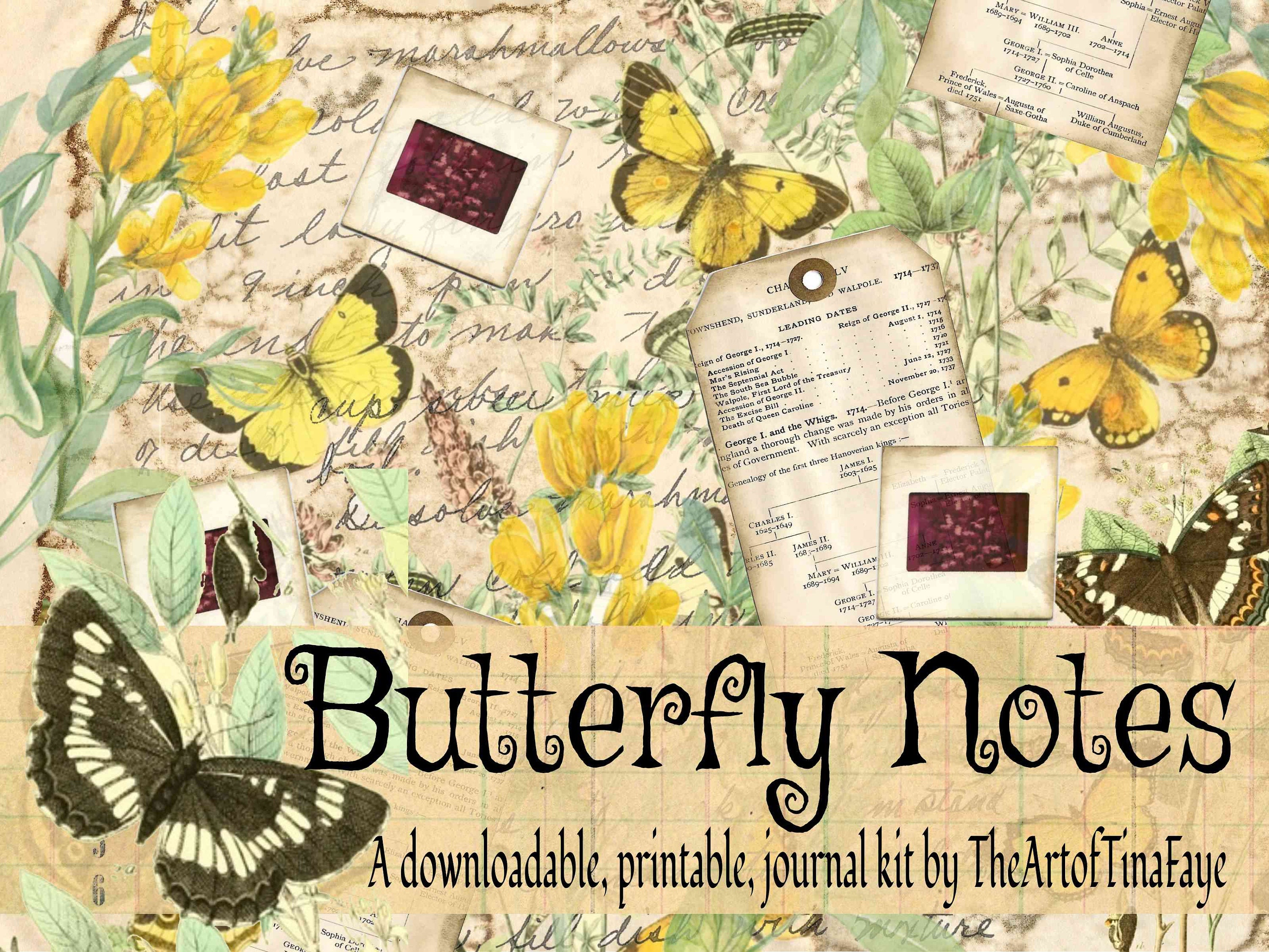 Butterfly Notes Printable Journal Kit Digital Journal Kit | Etsy