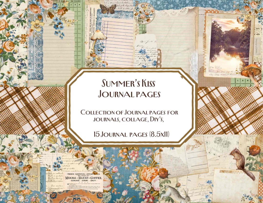 Summer's Kiss Journal Pages– Antique, Postcards, Collage Sheet ...