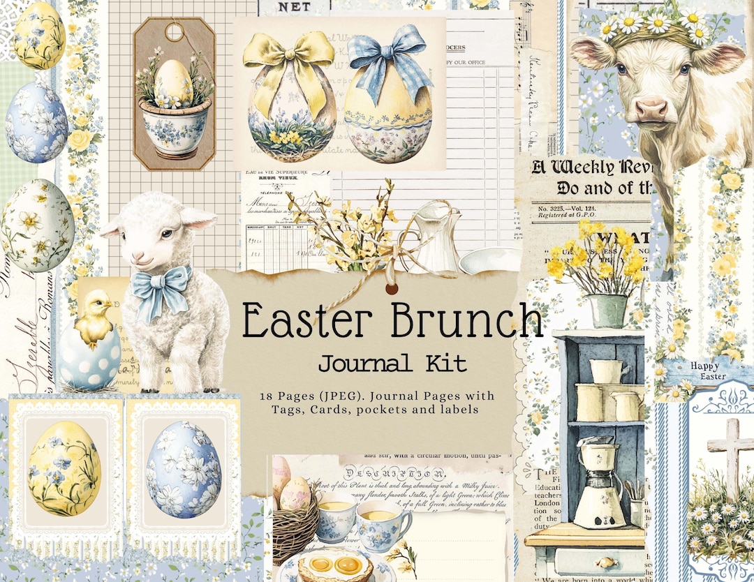 Easter Brunch Journal Kit, Printable, Garden Journal, Junk Journal ...