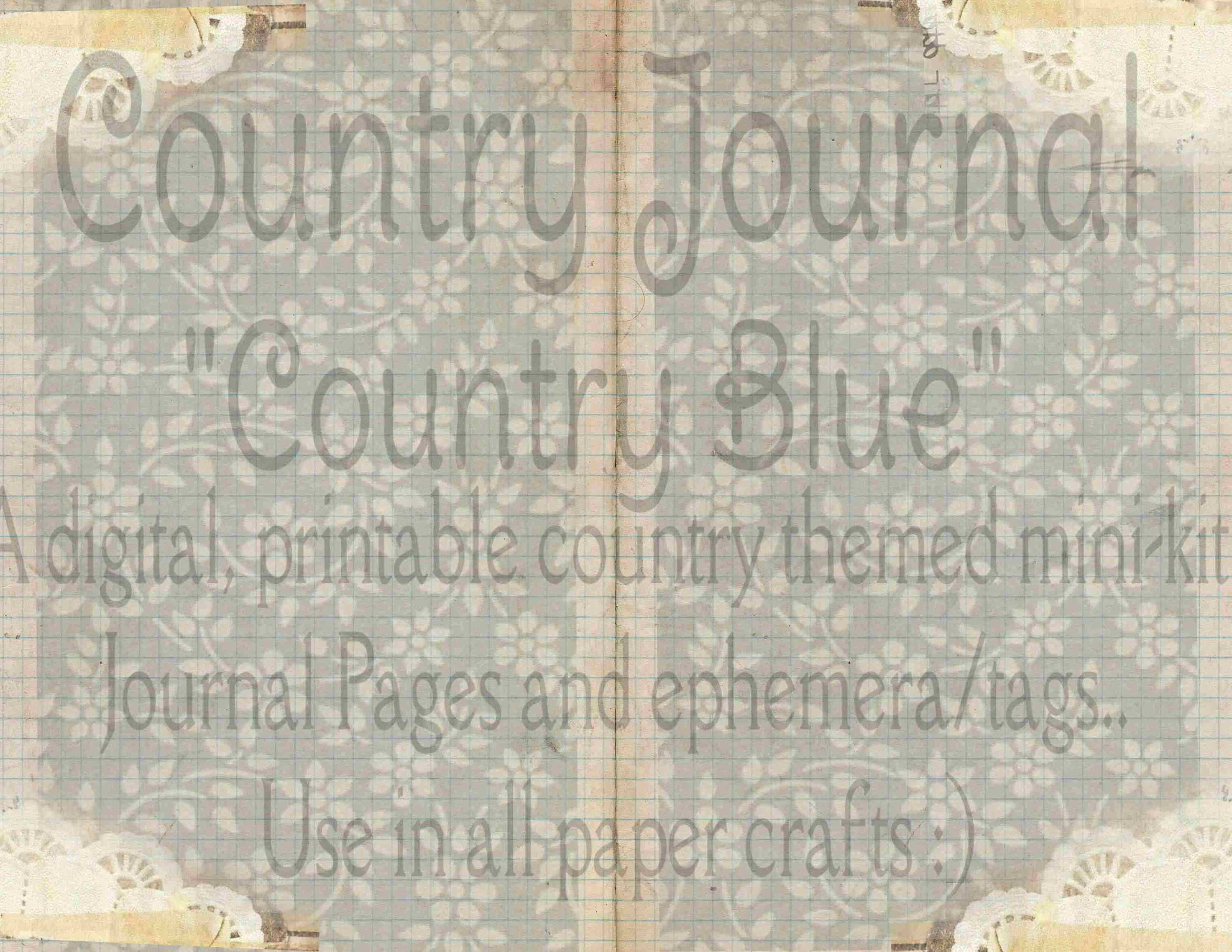 Country Journal Country Blue Printable Kit Shabby Chic - Etsy