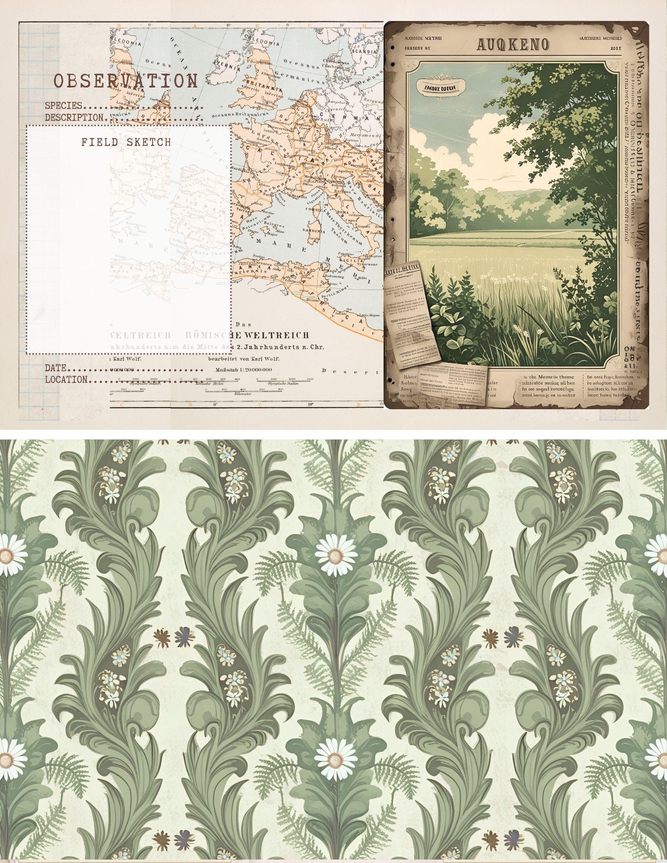 Nature Walk Pocket Journal, Printable, Digital, Vintage Notes, Journal ...