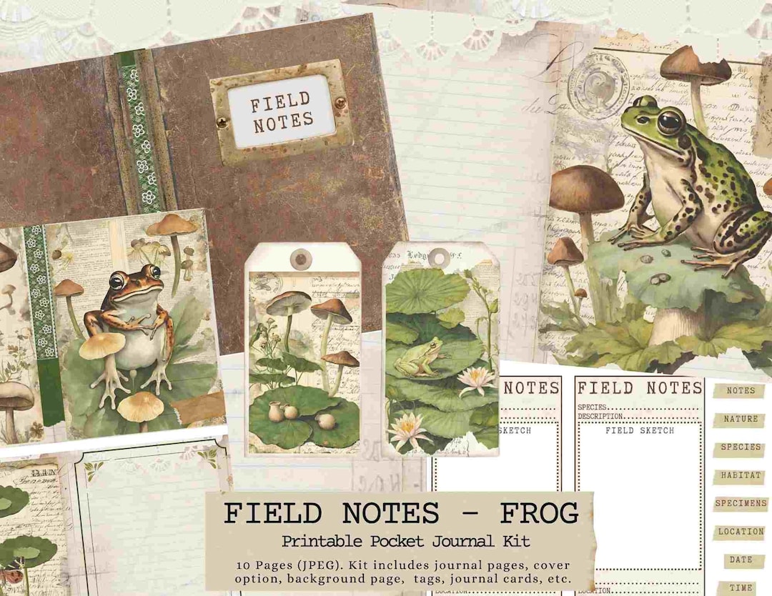 Field Notes Frog Pocket Journal, Printable, Digital, Vintage Notes ...