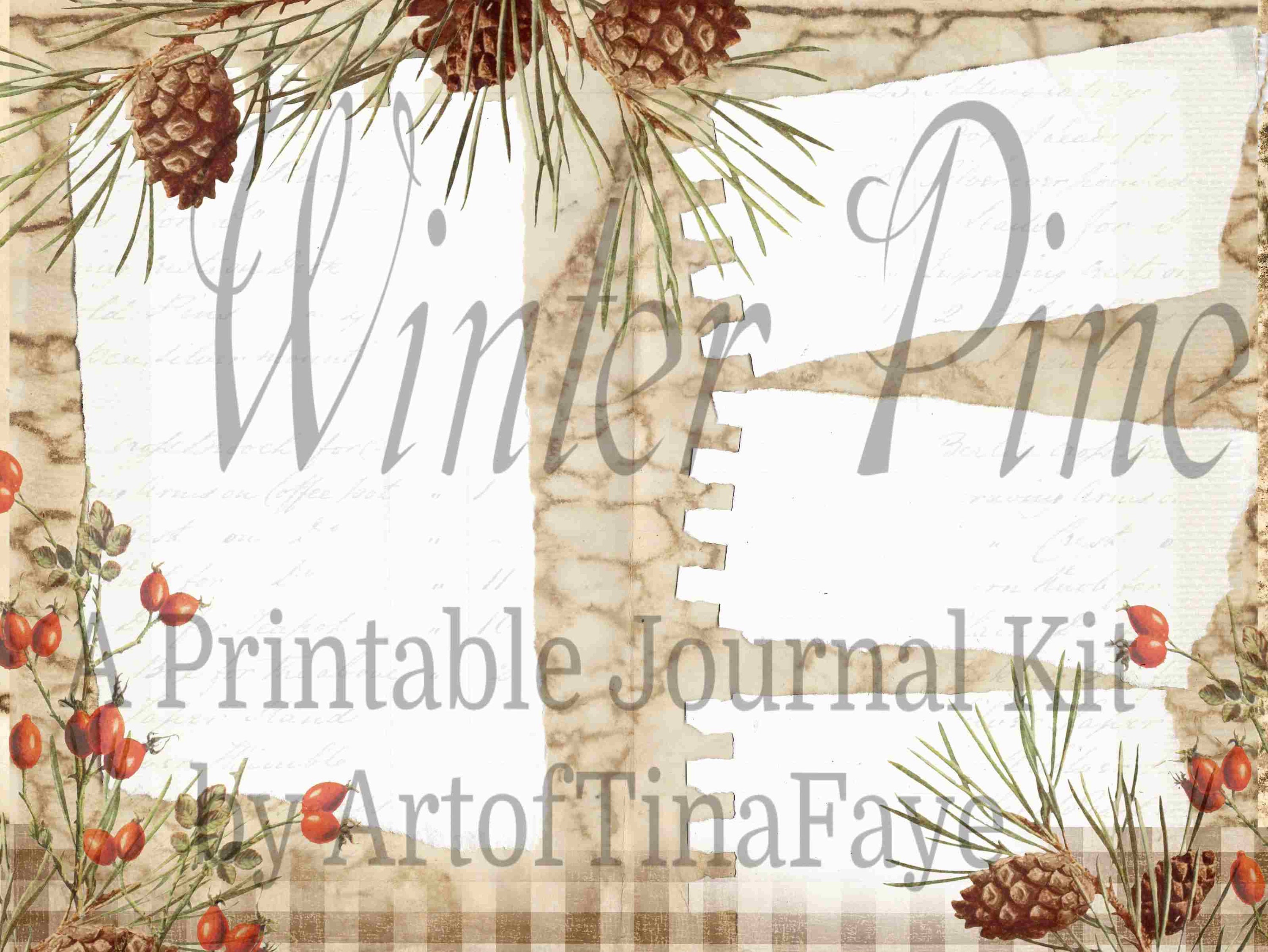 Winter Pine Printable Journal Kit, Ephemera Pages (digital Download) - Etsy