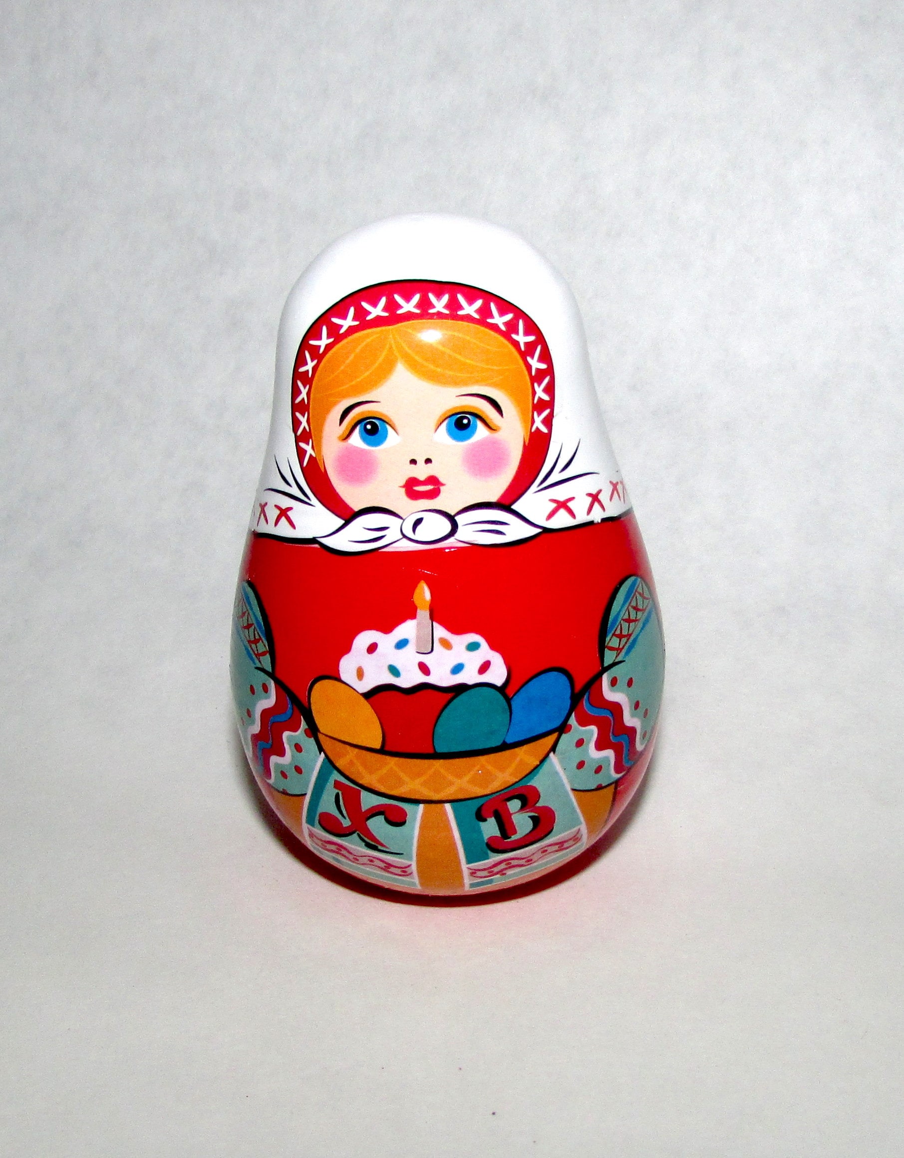 Roly-poly Weeble Doll: Easter Girl With Paskha Cake - Etsy