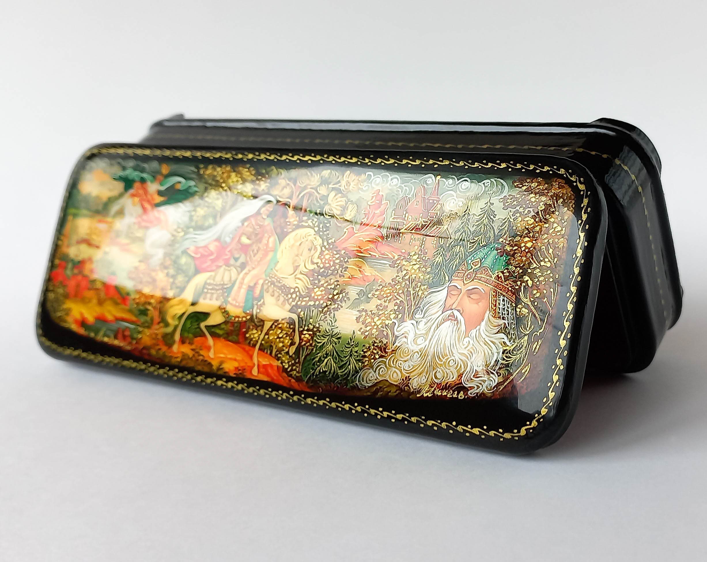 Russian Lacquer Box Palekh Art Jewelry Trinket Box Gift Box Lacquer ...