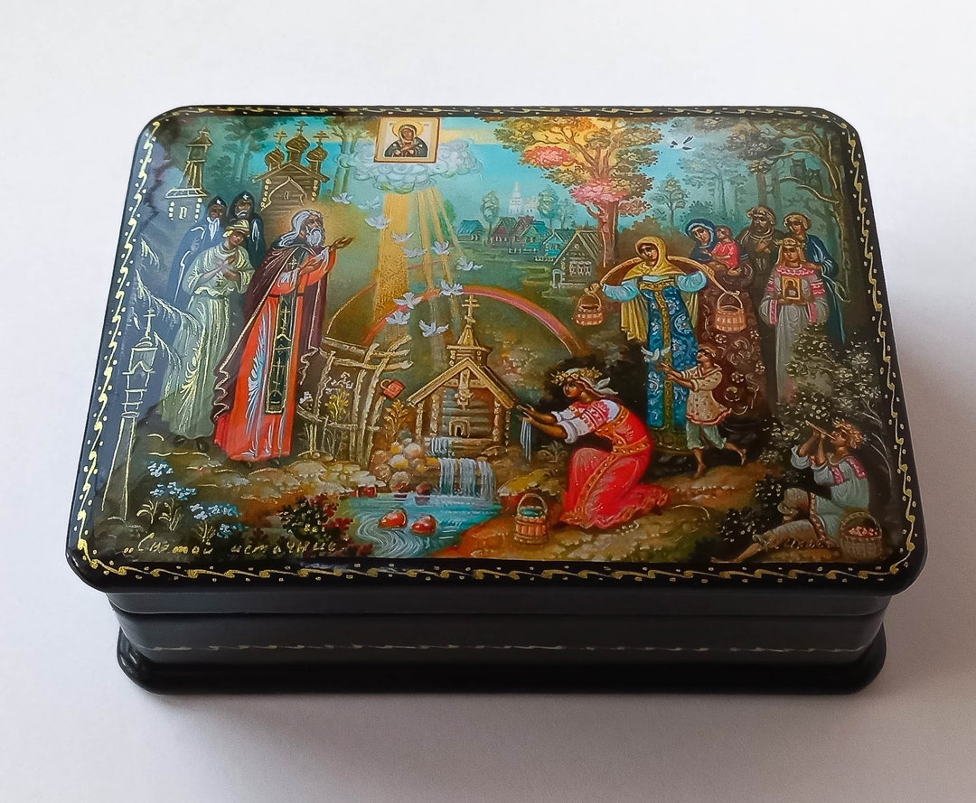 Russian Lacquer Box Fedoskino Jewelry Box Gift Trinket Box Russian ...