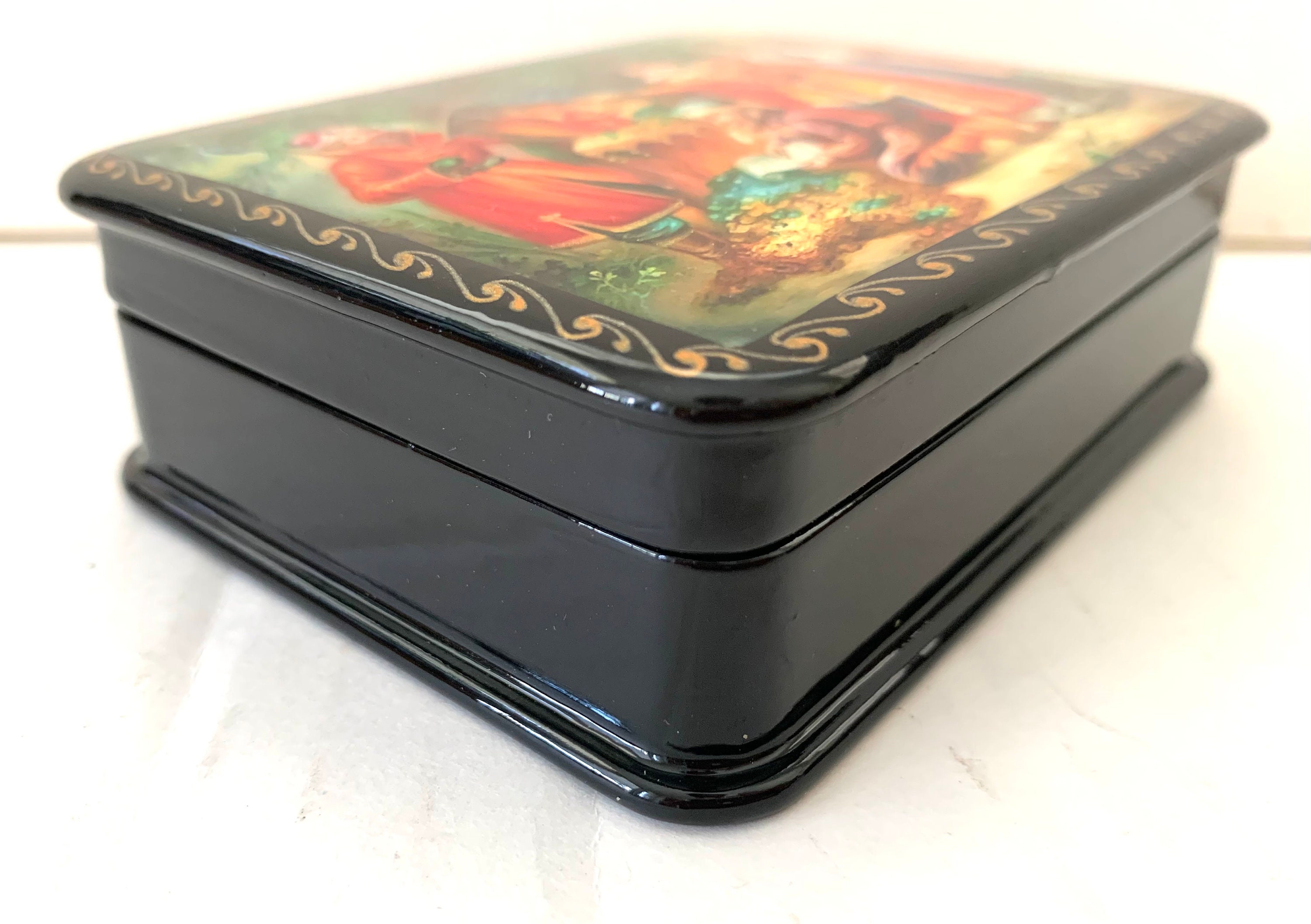 Russian Lacquer Box Fedoskino Fairy Tale Handmade Jewelry - Etsy