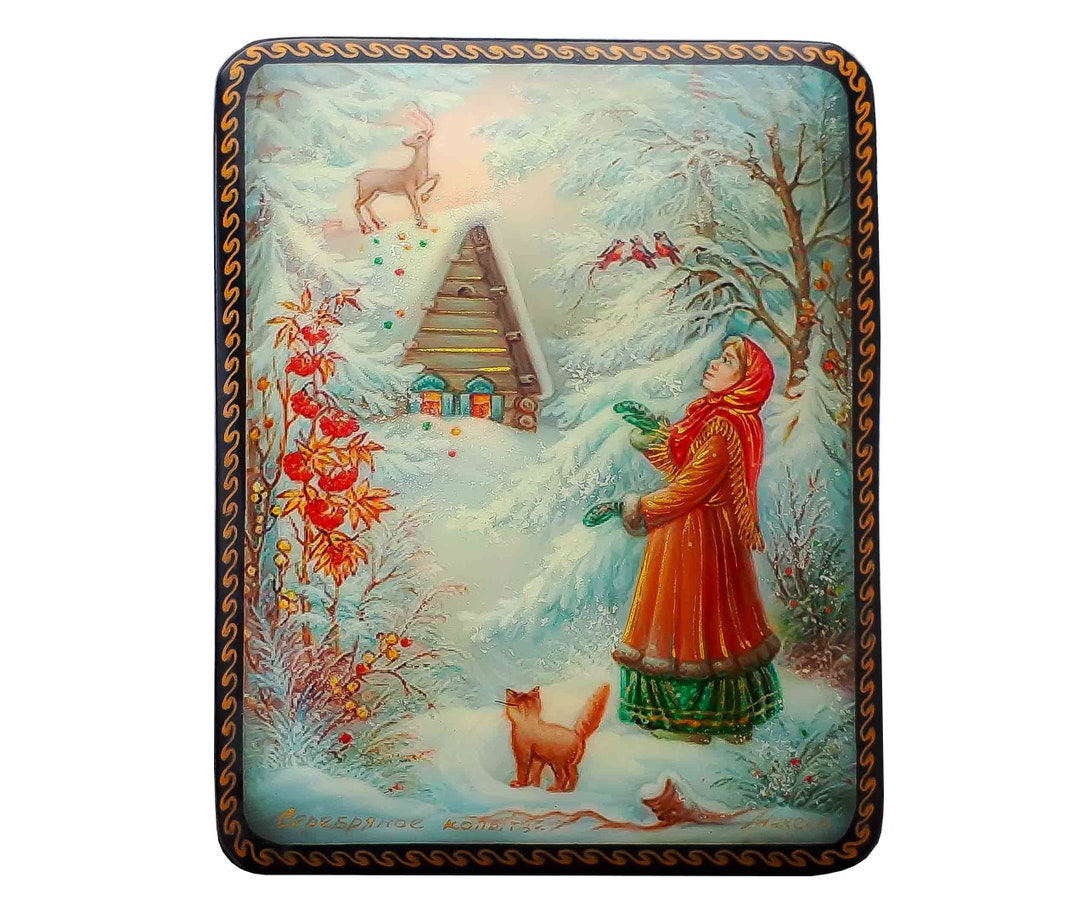 Russian Lacquer Box Fedoskino Scene From the Russian Fairy Tale silver ...