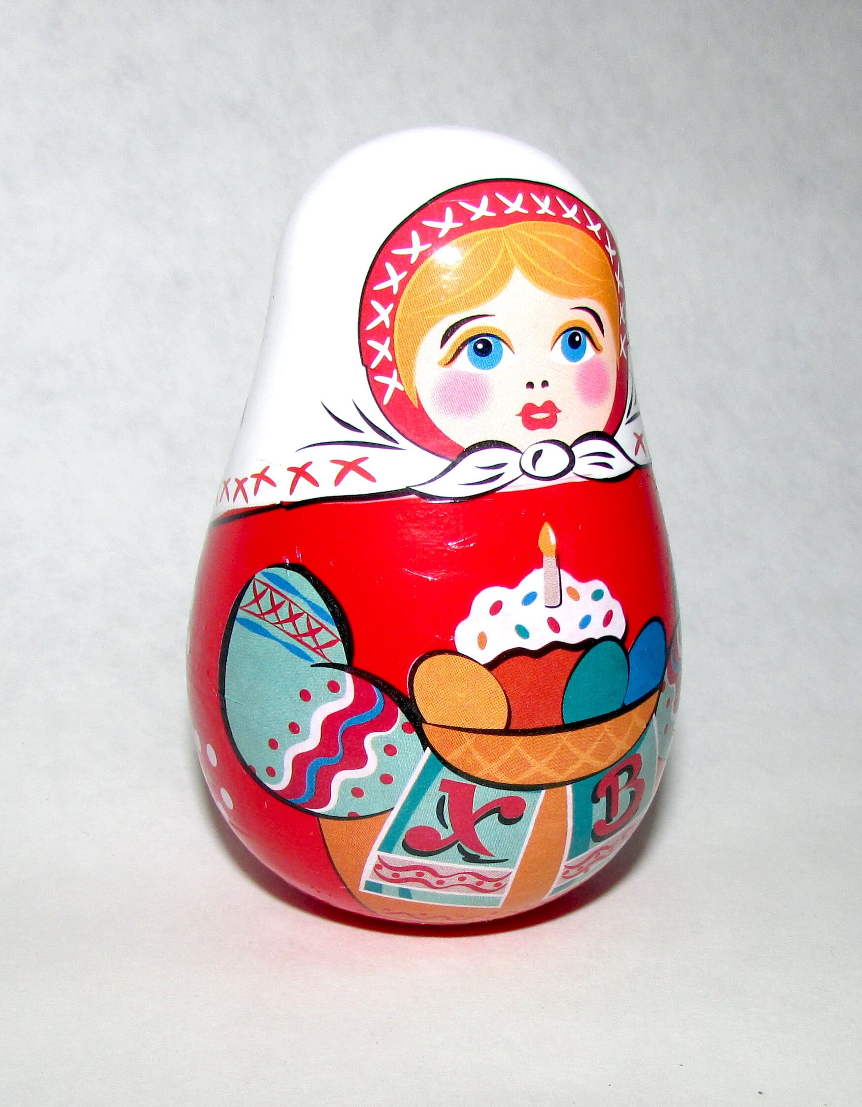 Roly-poly Weeble Doll: Easter Girl With Paskha Cake - Etsy