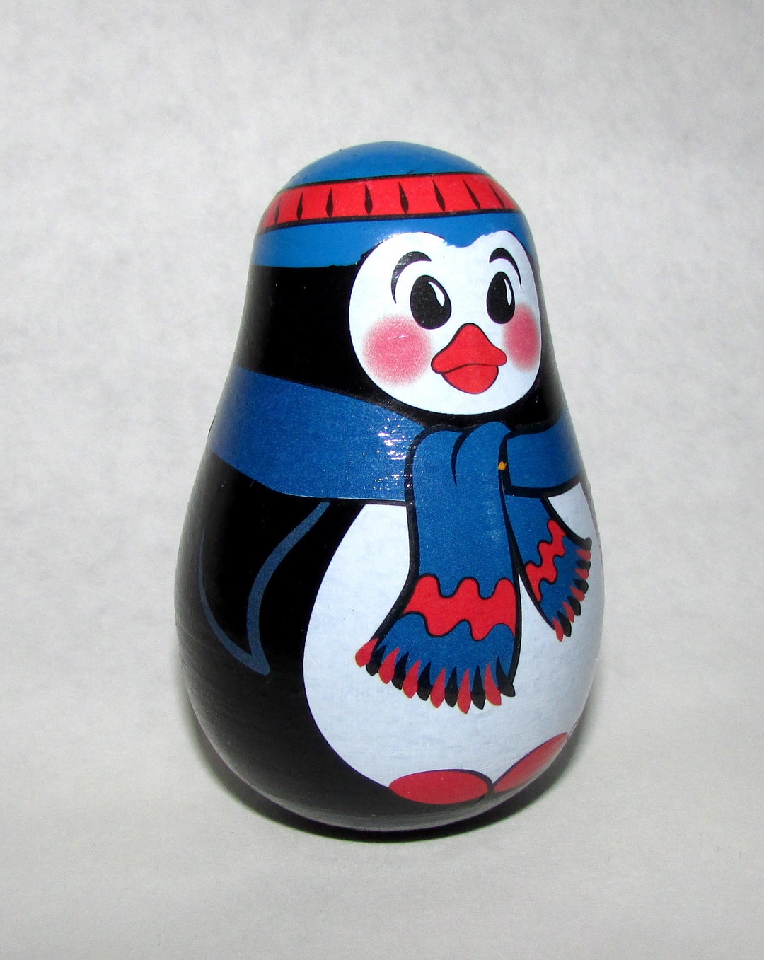 Roly-poly Weeble Doll: Holiday Penguin - Etsy
