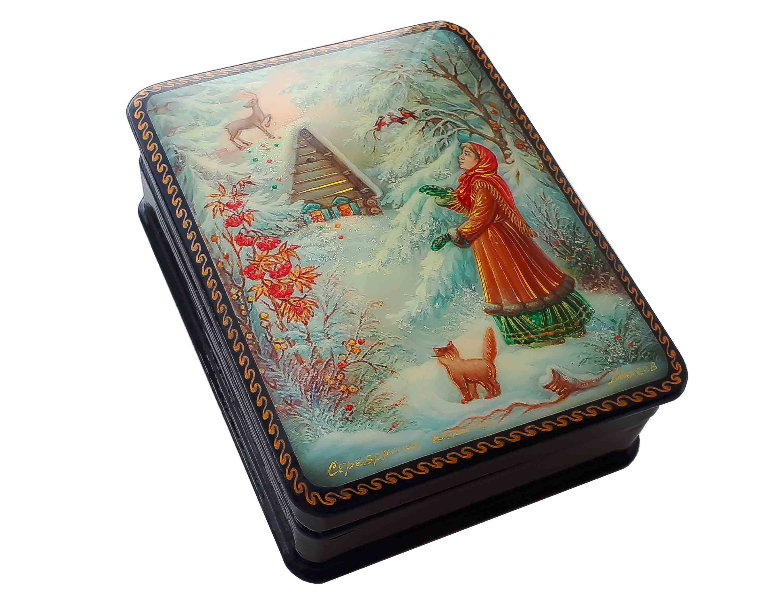 Russian Lacquer Box Fedoskino Scene From the Russian Fairy Tale silver ...