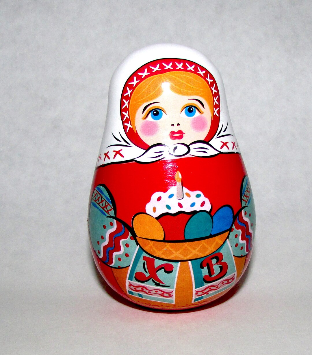 Roly-poly Weeble Doll: Easter Girl With Paskha Cake - Etsy