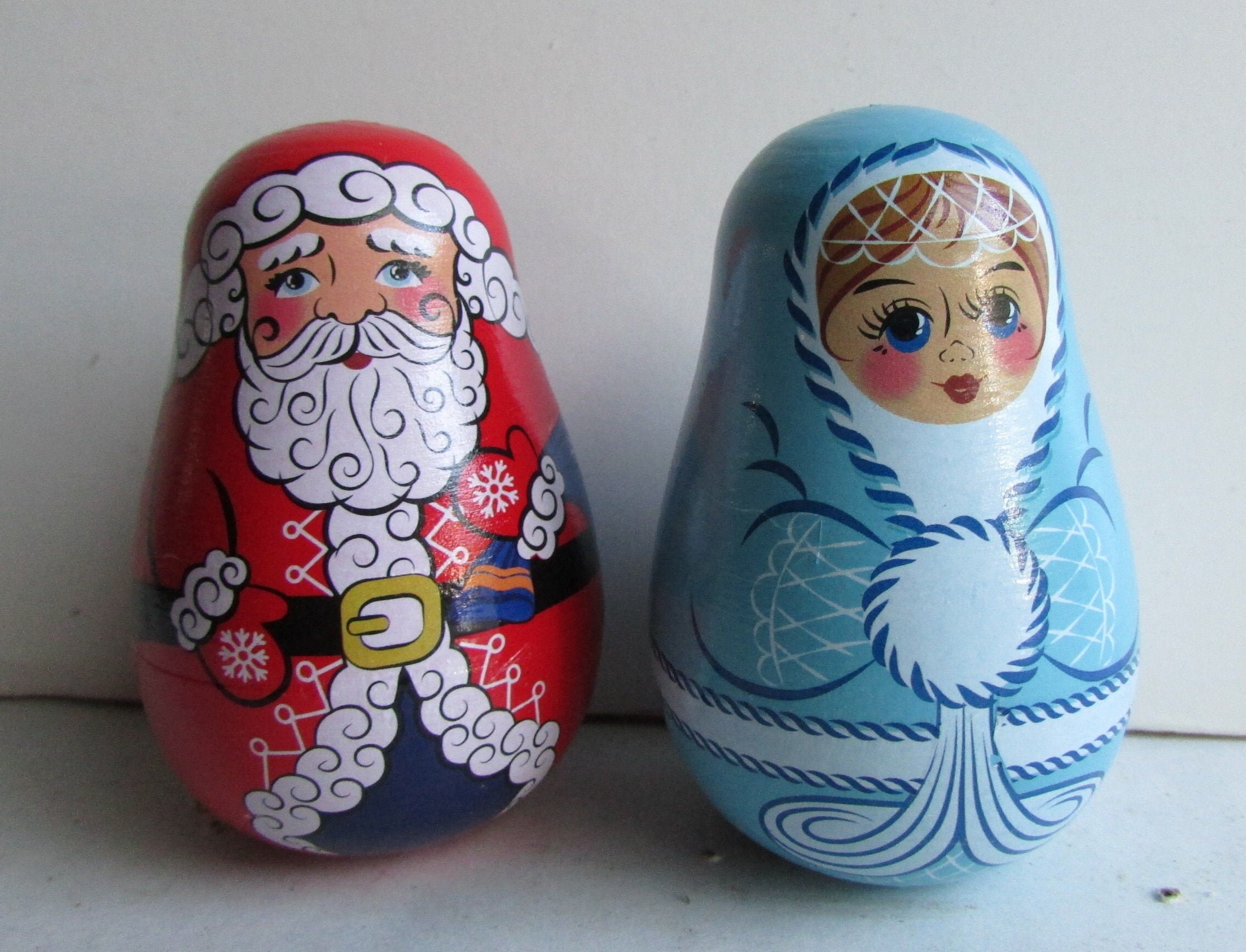 Roly-poly Weeble Dolls Set: Santa, the Snow Maiden (snegurochka) - Etsy