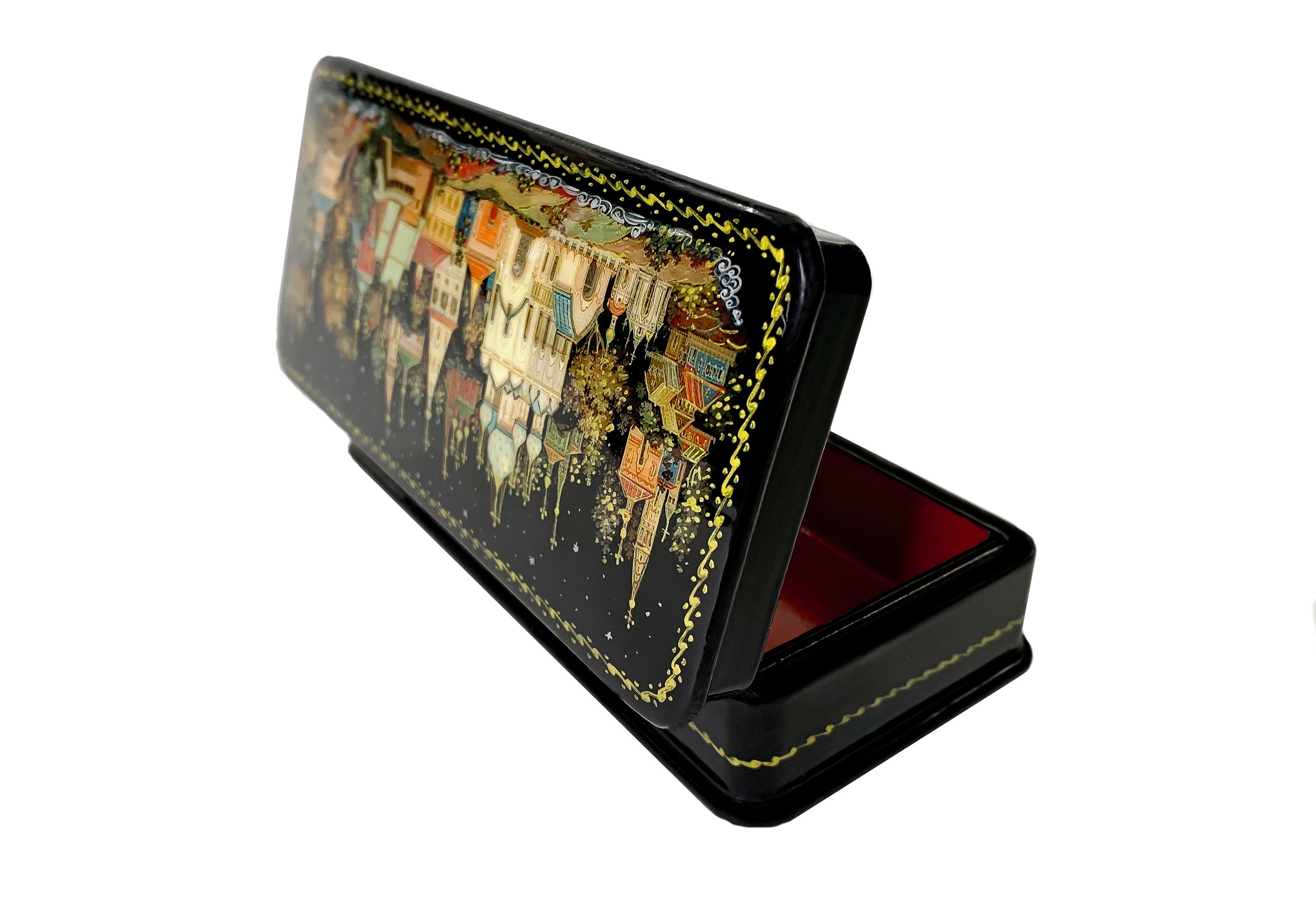 Russian Lacquer Box Palekh Art Painting Jewelry Trinket Box Gift Box ...