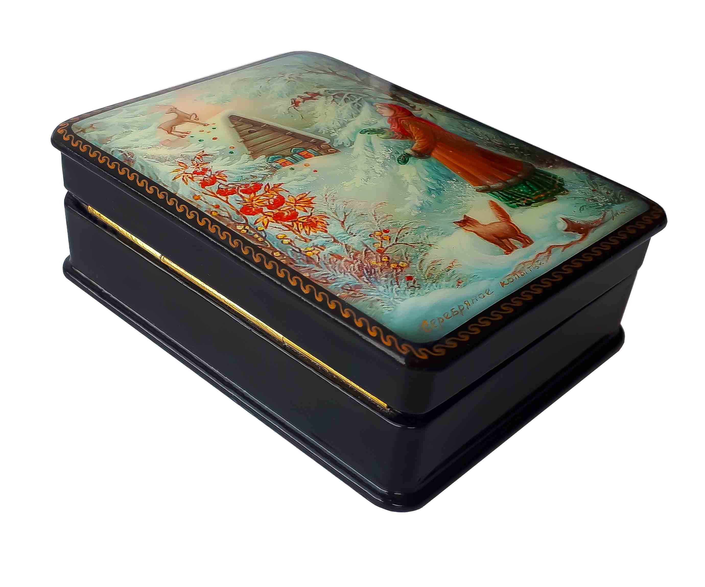 Russian Lacquer Box Fedoskino Scene From the Russian Fairy Tale silver ...