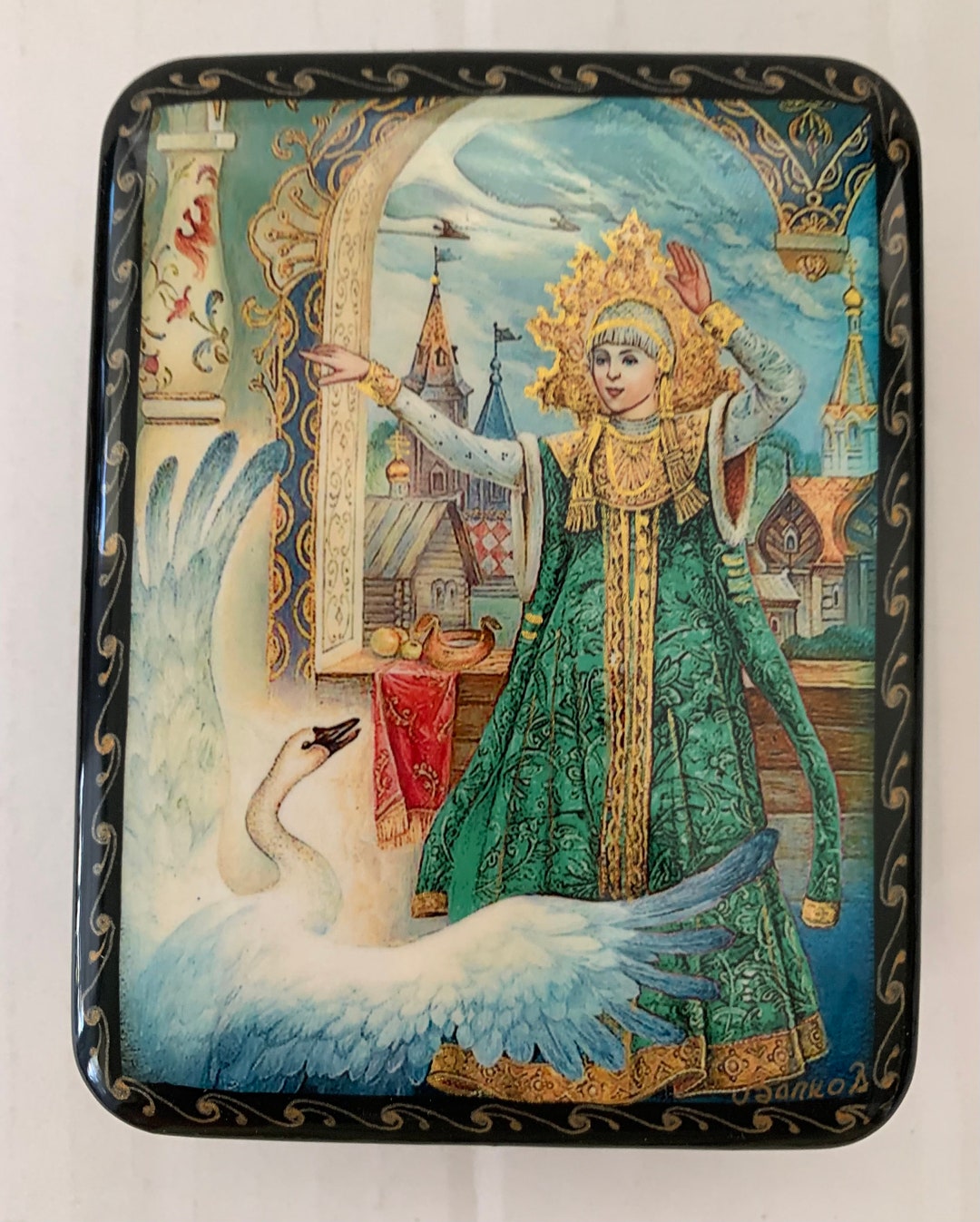 Russian Lacquer Box Fedoskino Fairy Tale Jewelry Box Gift Box the ...
