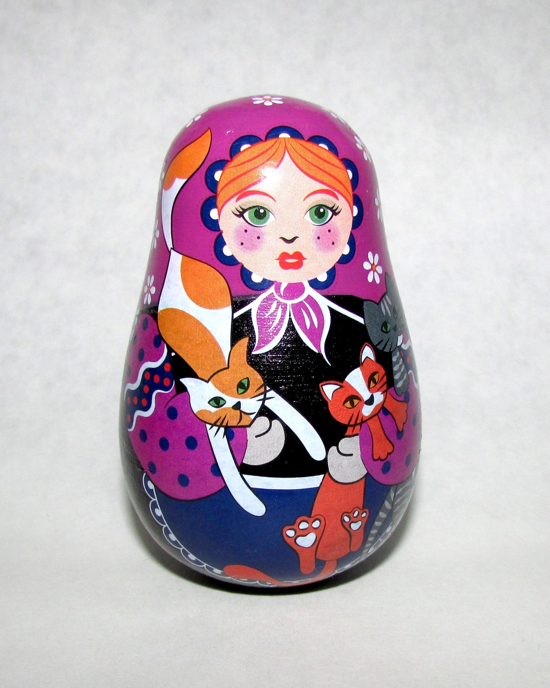 Roly-poly Weeble Doll: Cat Lady - Etsy