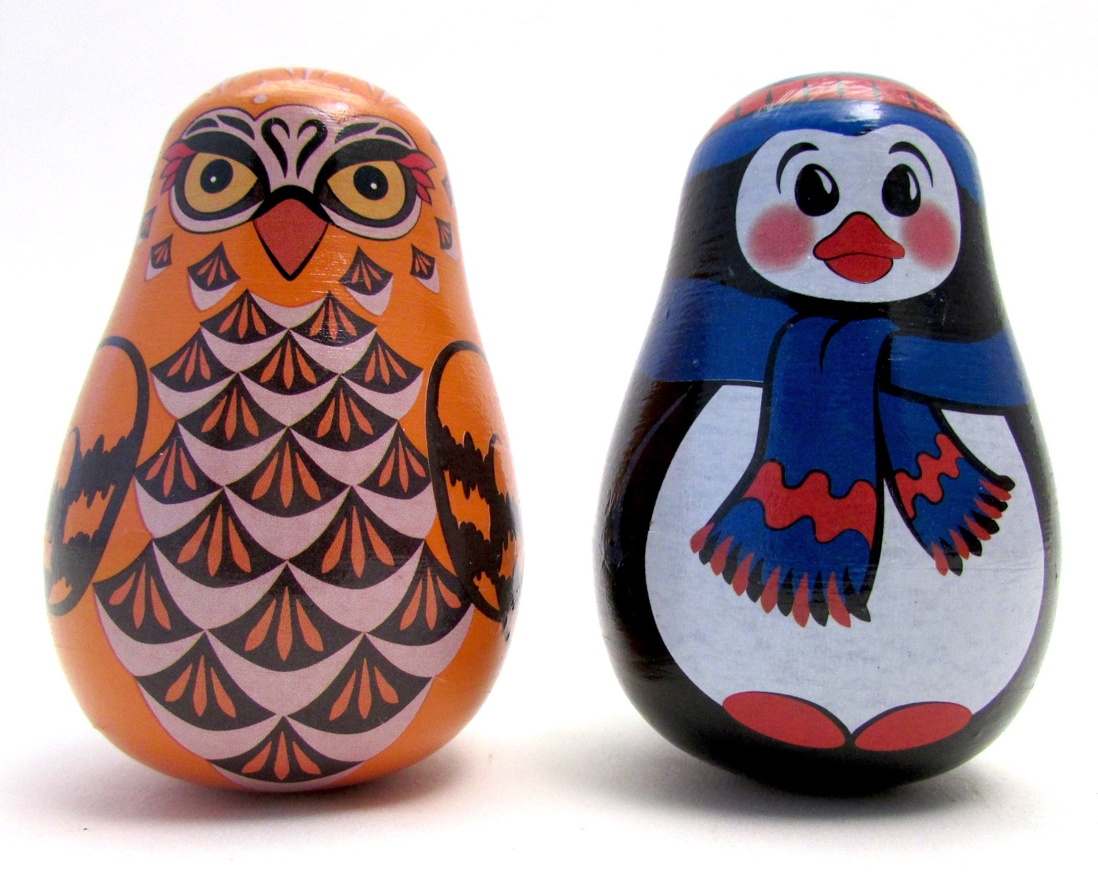 Roly-poly Weeble Dolls Set: Owl and the North Pole Penguin - Etsy