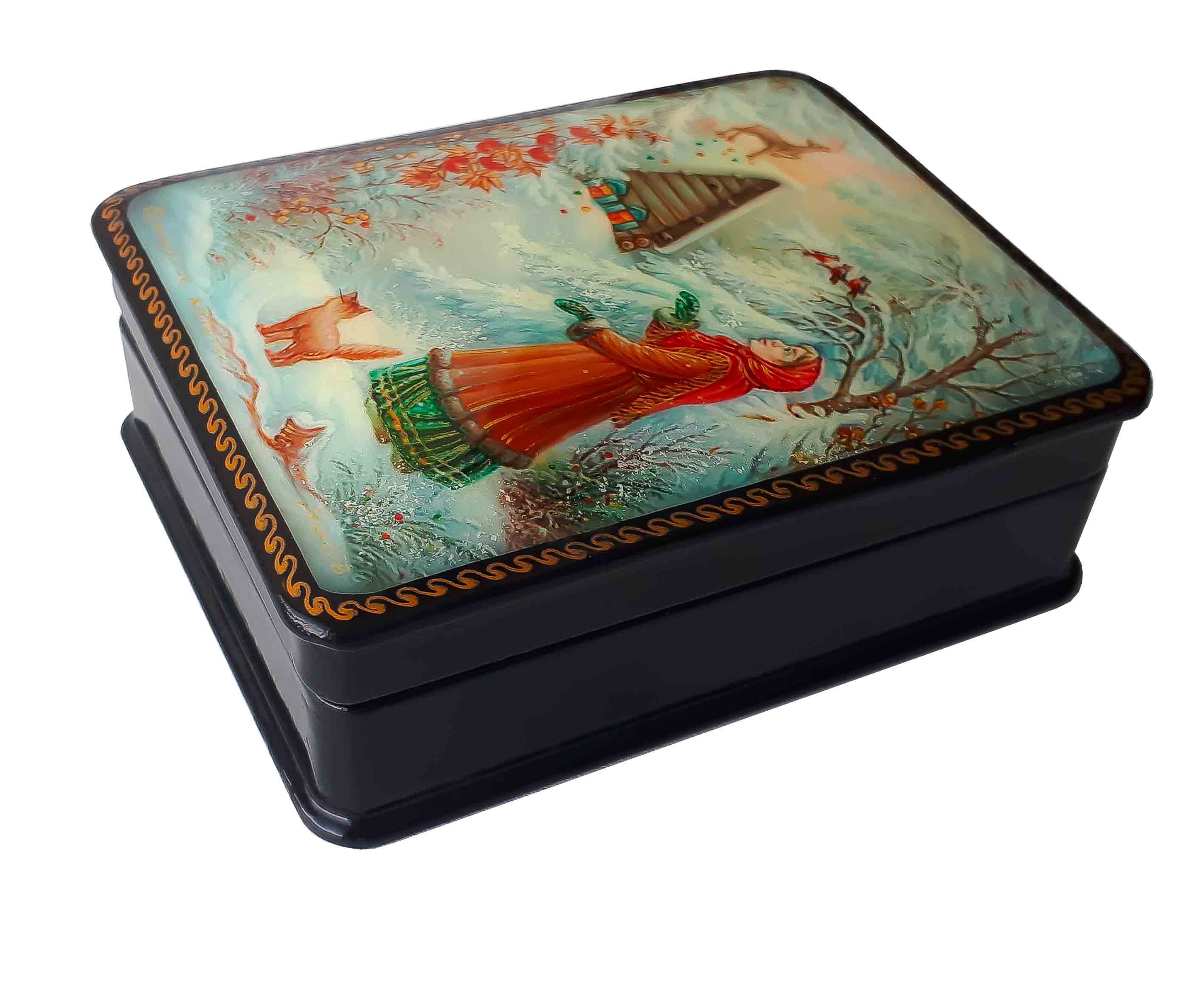 Russian Lacquer Box Fedoskino Scene From the Russian Fairy Tale silver ...