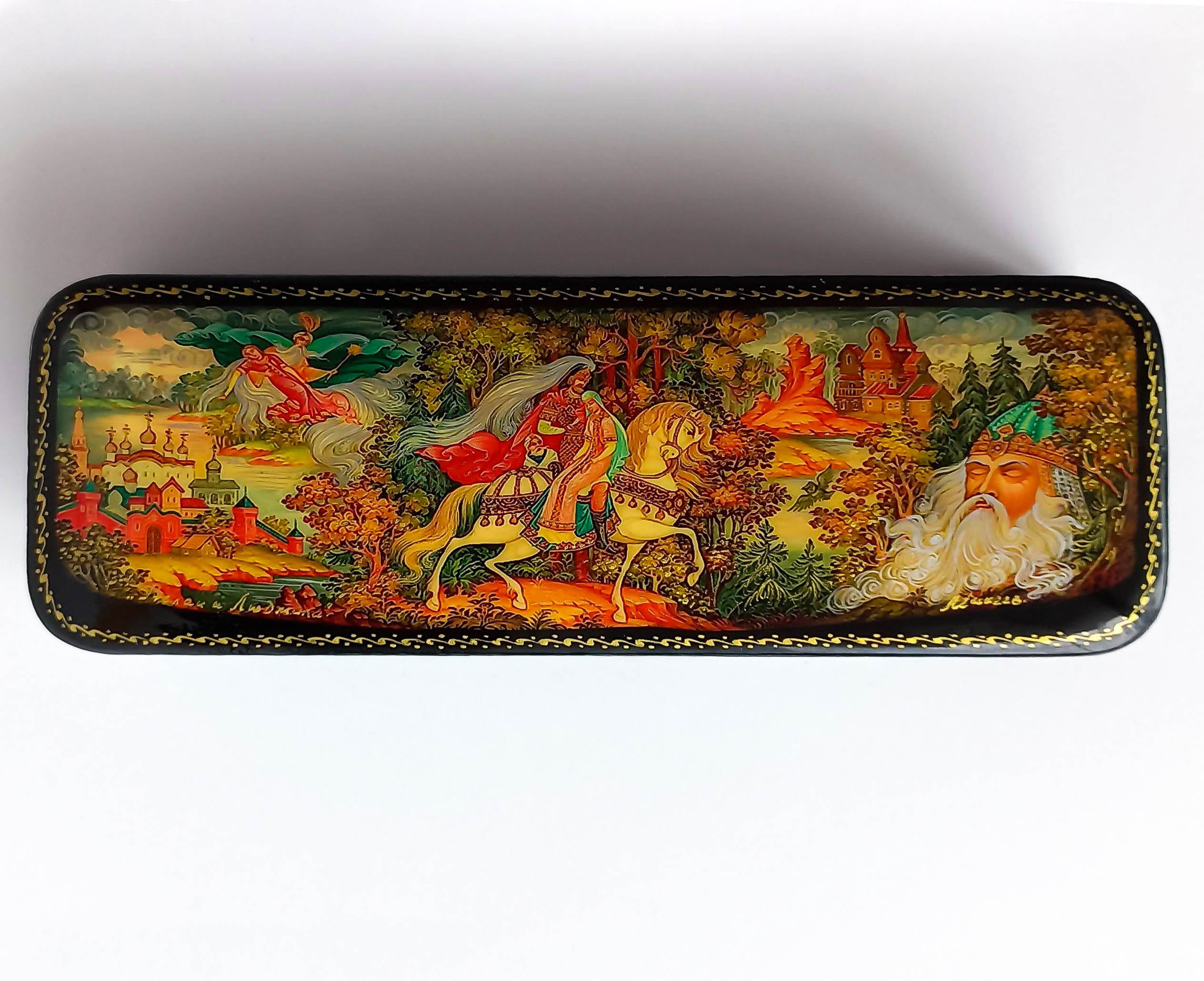 Russian Lacquer Box Palekh Art Jewelry Trinket Box Gift Box Lacquer ...