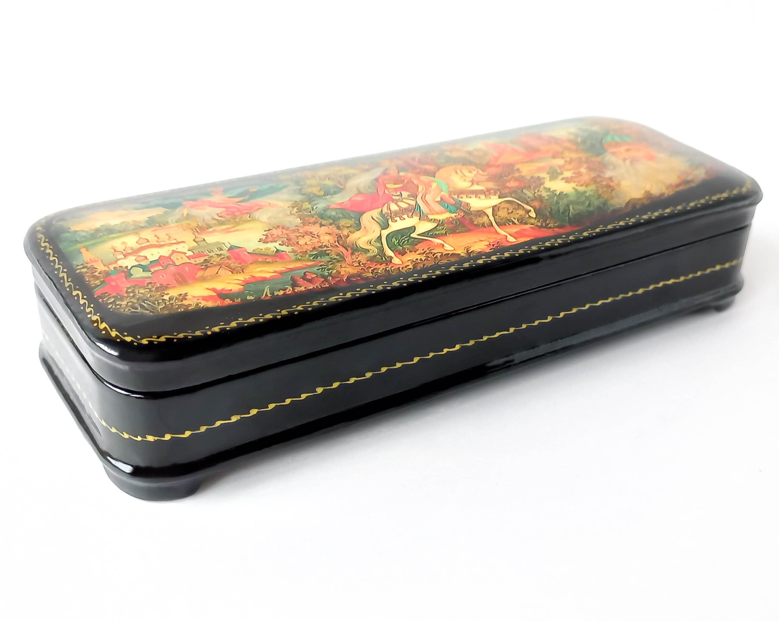Russian Lacquer Box Palekh Art Jewelry Trinket Box Gift Box Lacquer ...