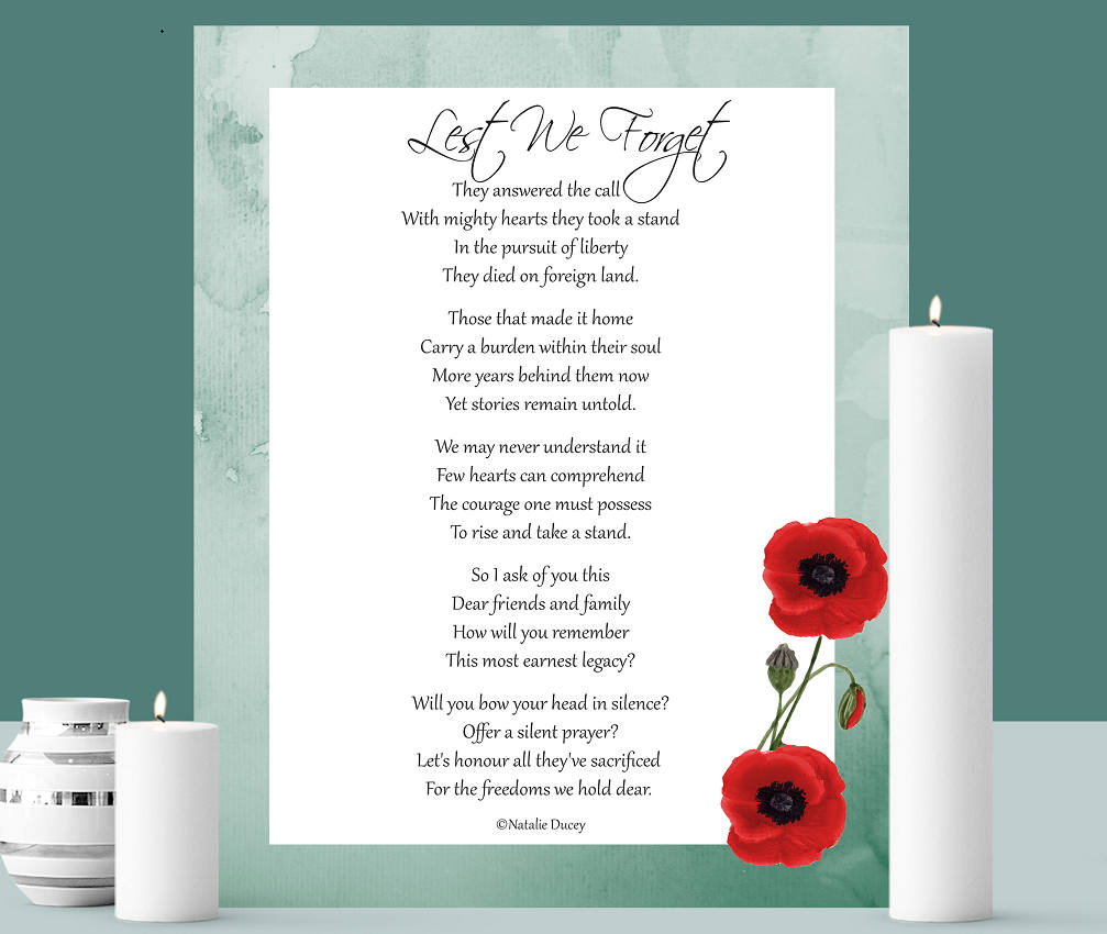 Lest We Forget Poem and Printable Art for Remembrance Day by | Etsy