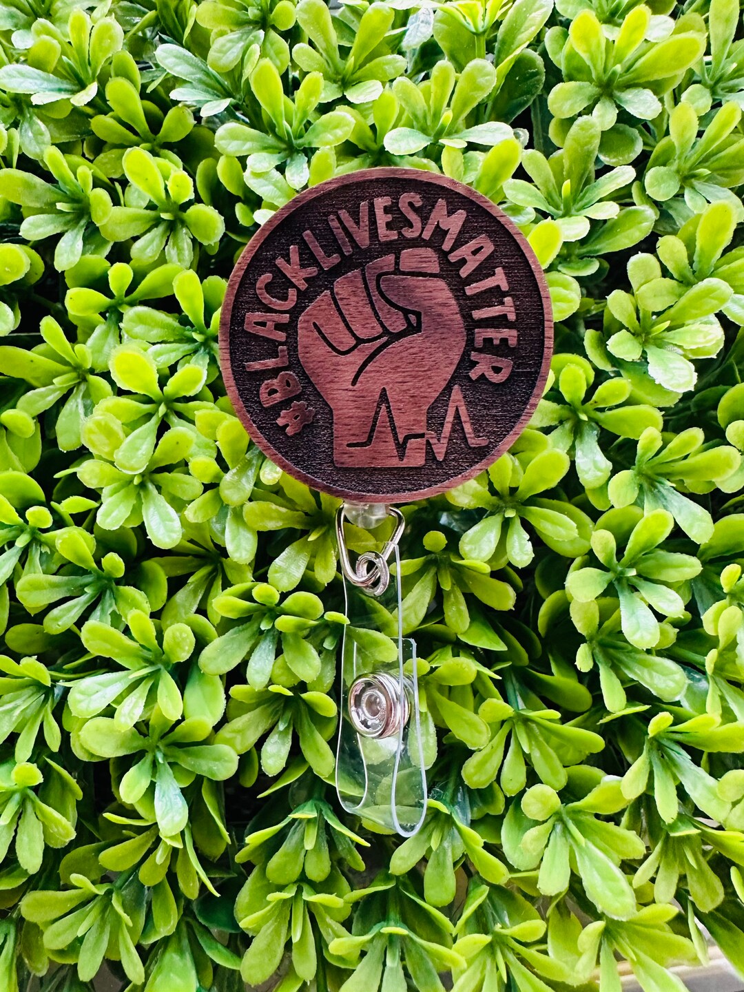 BLM Black Lives Personalized Wood Badge Reel, Wood Engraved Badge ...