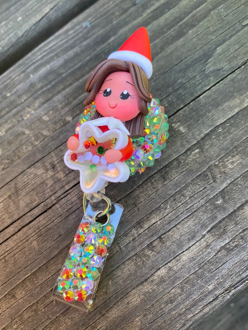 Craft Supplies & Tools Christmas Elf blue outfit clay doll flat back ...
