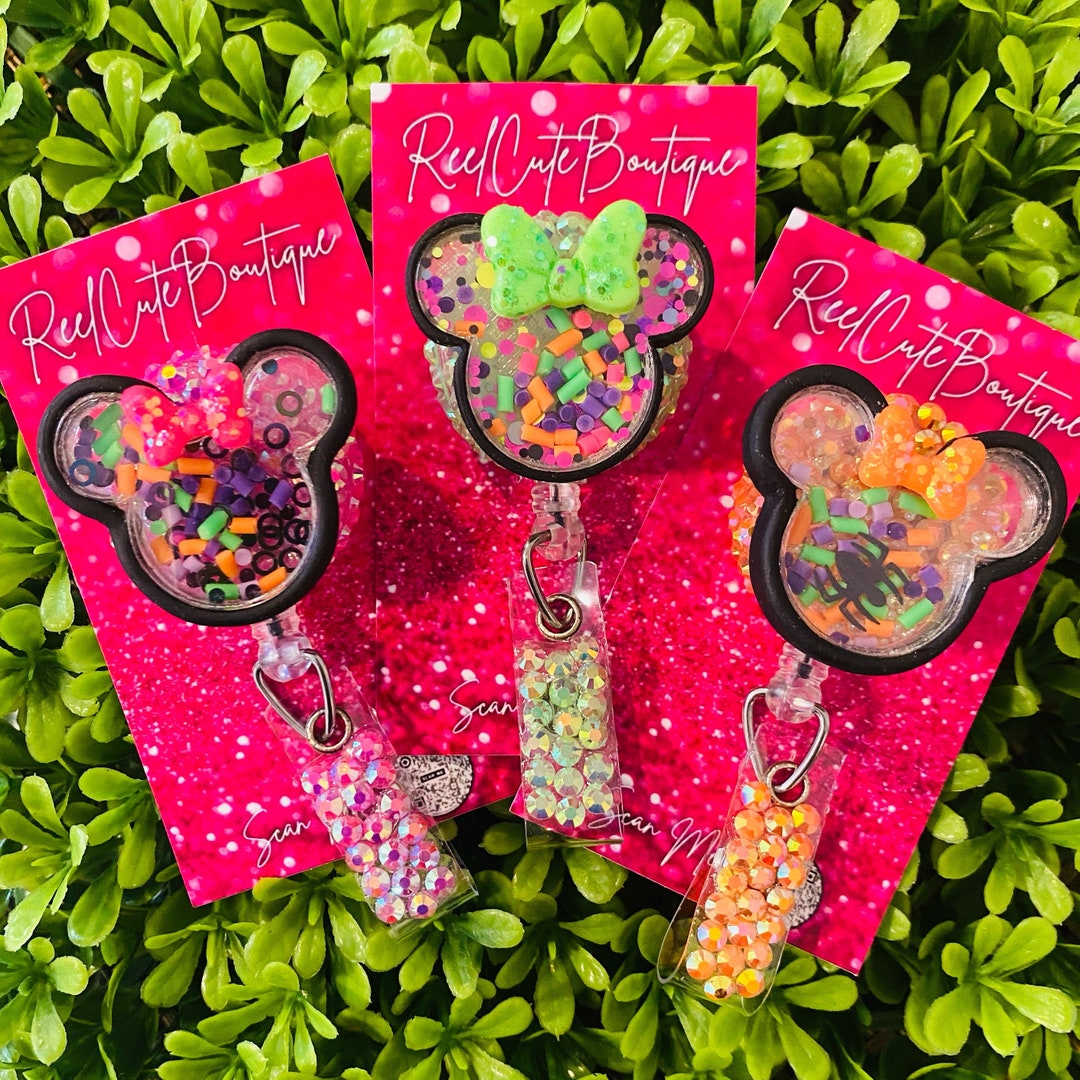 Neon Minnie Shaker Holder-badge Reel-badges-secret Santa-nurse-gift ...