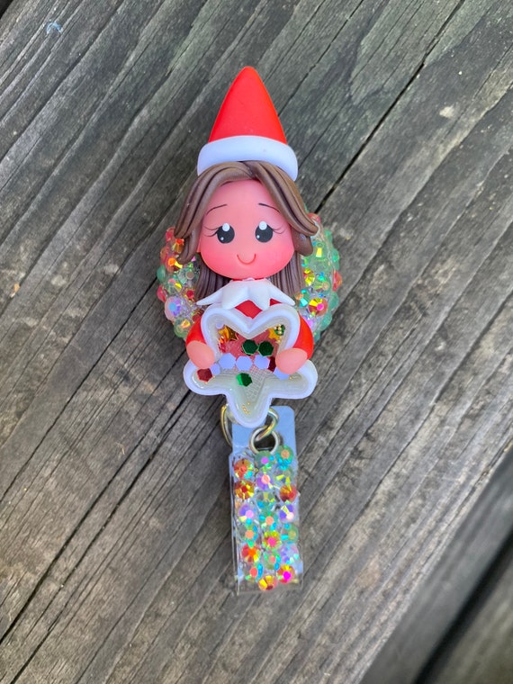 Craft Supplies & Tools Christmas Elf blue outfit clay doll flat back ...